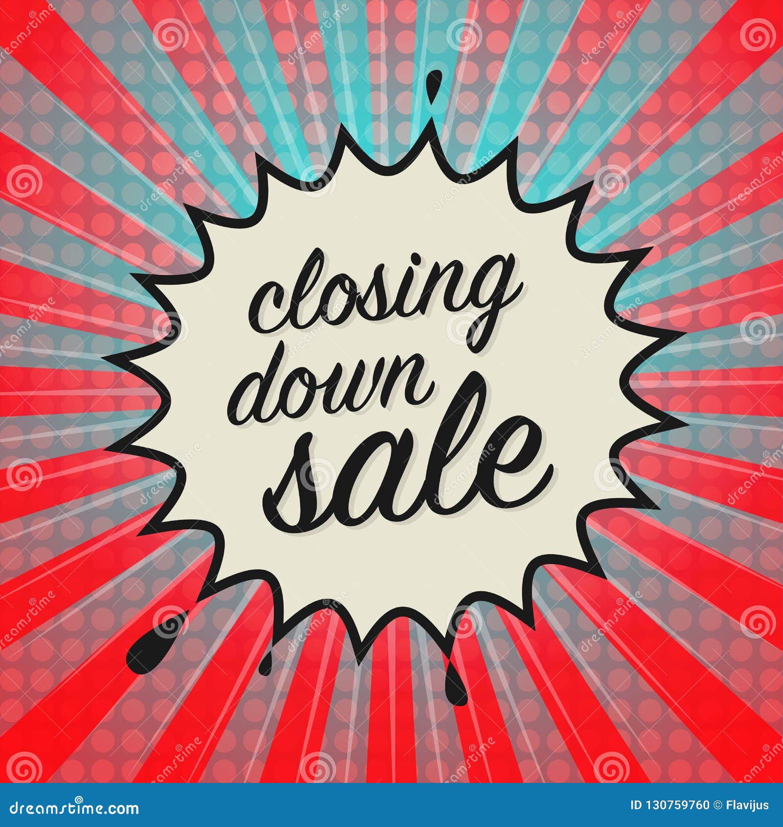 Comic Explosion with Text Closing Down Sale Stock Vector - Illustration ...