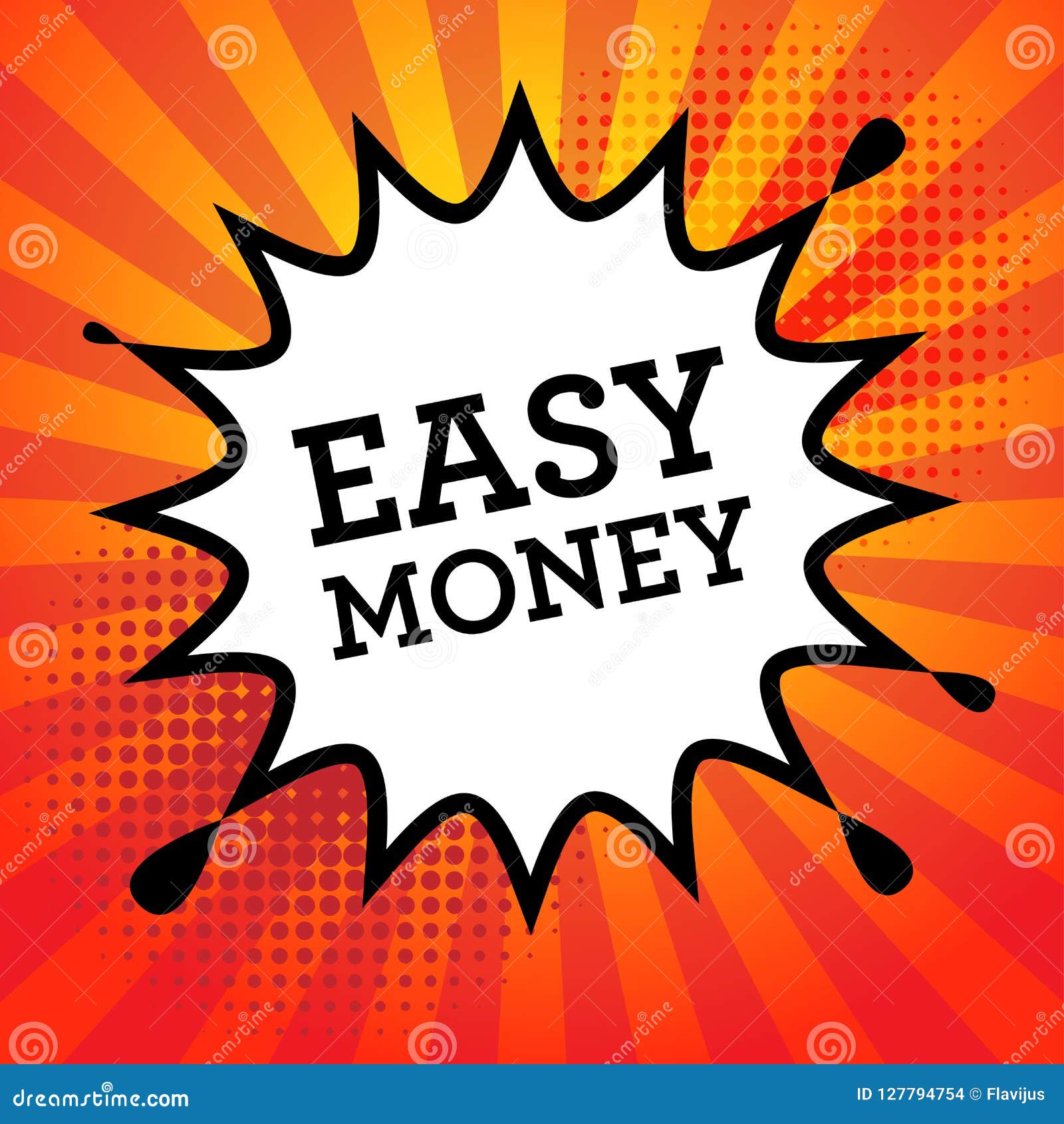 Comic Explosion with Text Easy Money Stock Vector - Illustration of ...