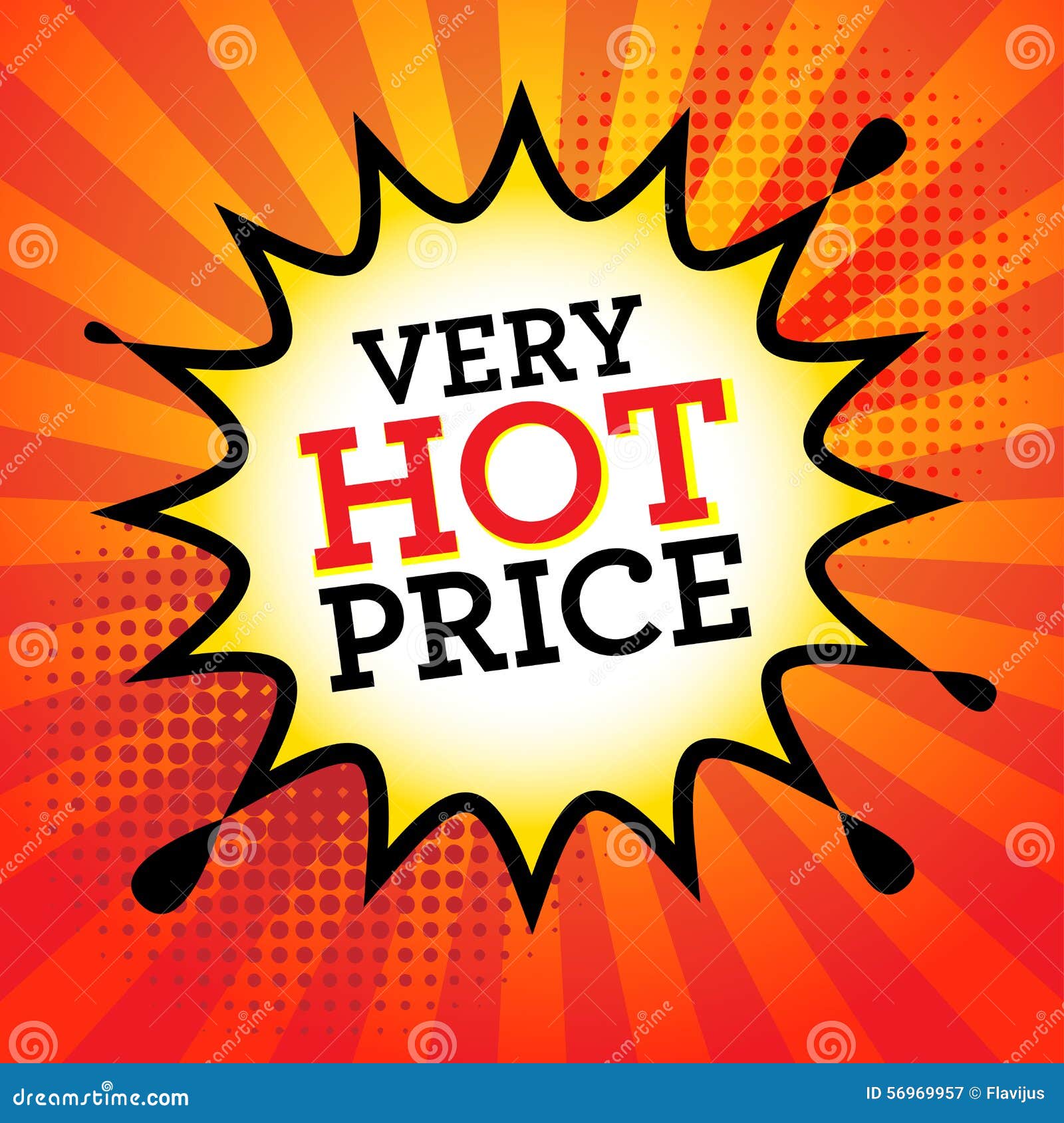 Comic Explosion with Text Very Hot Price Stock Vector - Illustration of ...