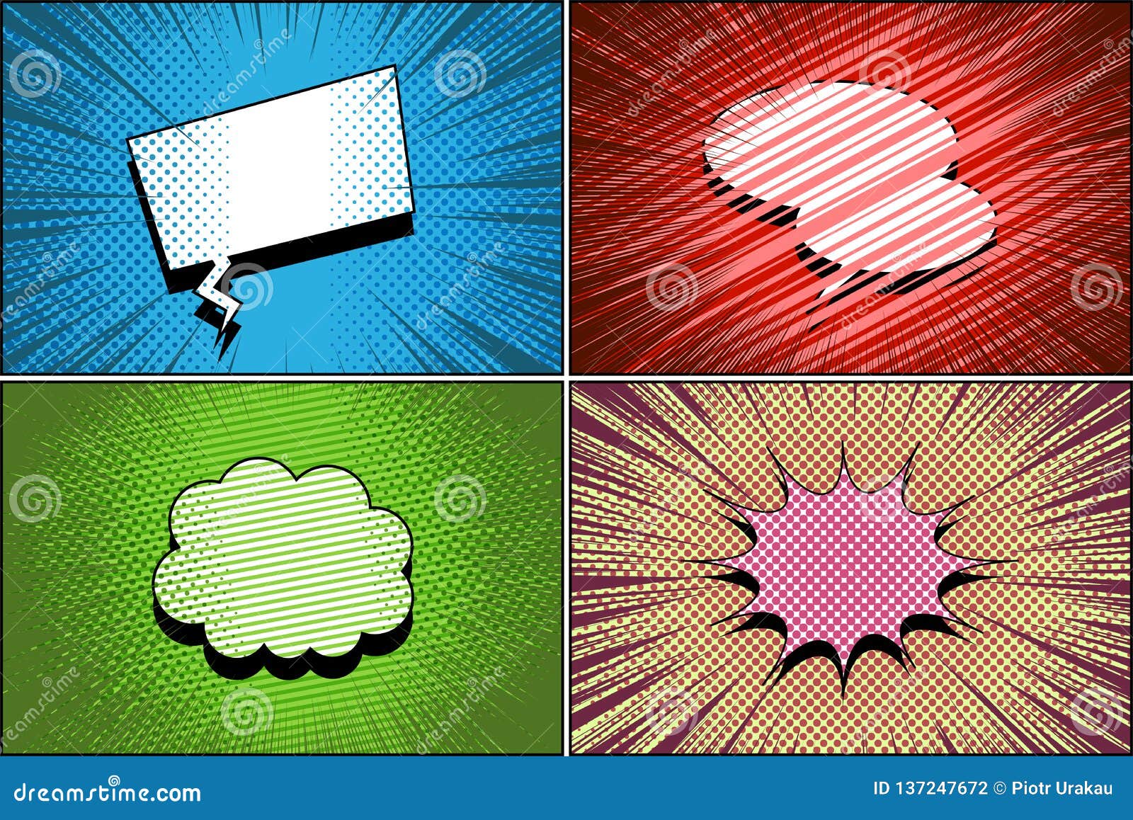 Comic Explosive Colorful Templates Stock Vector - Illustration of blue ...