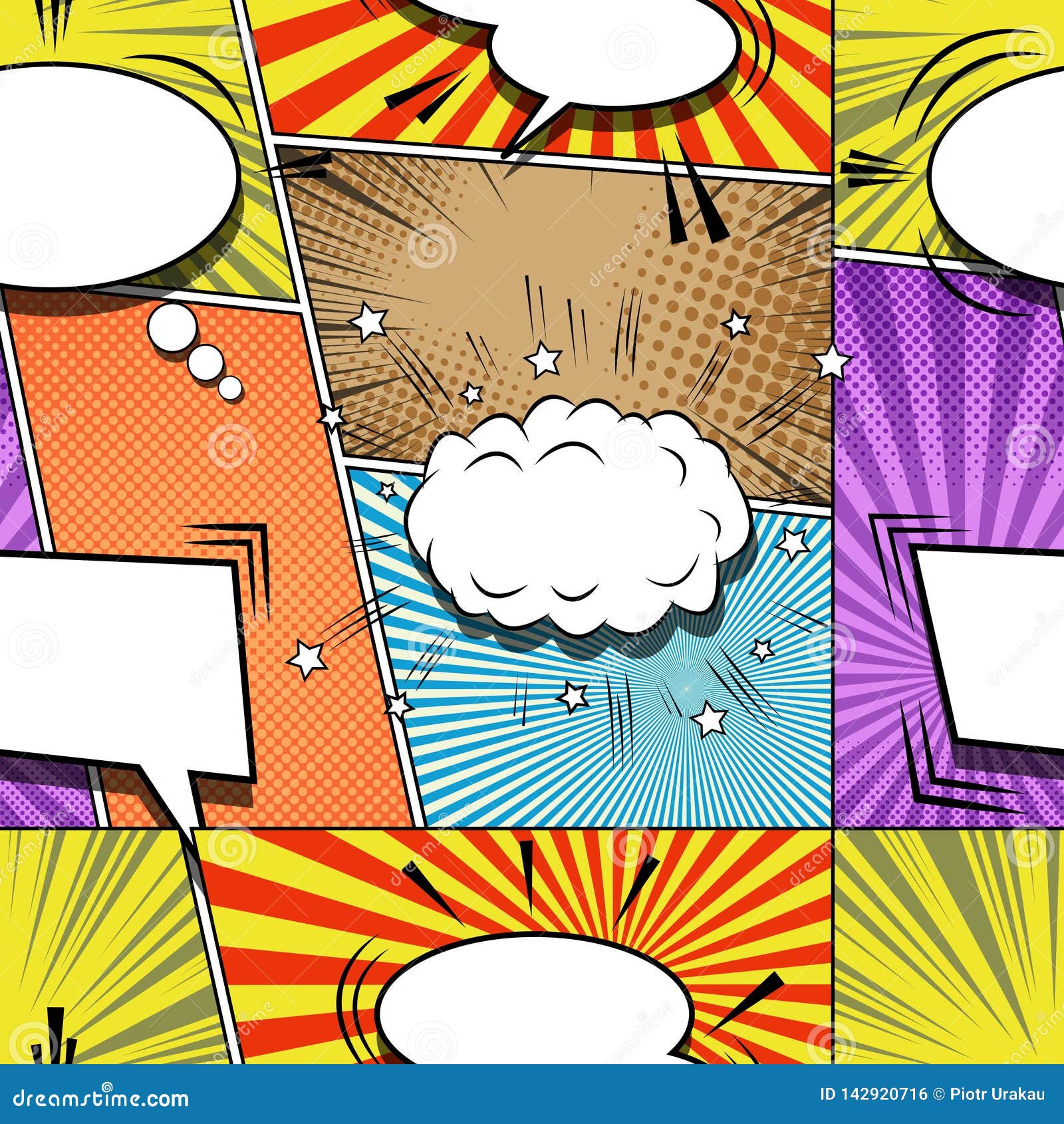 Comic Explosive Creative Seamless Pattern Stock Vector - Illustration ...