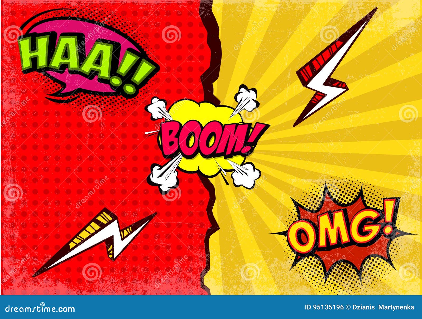 Comic Expressions Icon Set At Colored Speech Bubble Vector Illustration ...