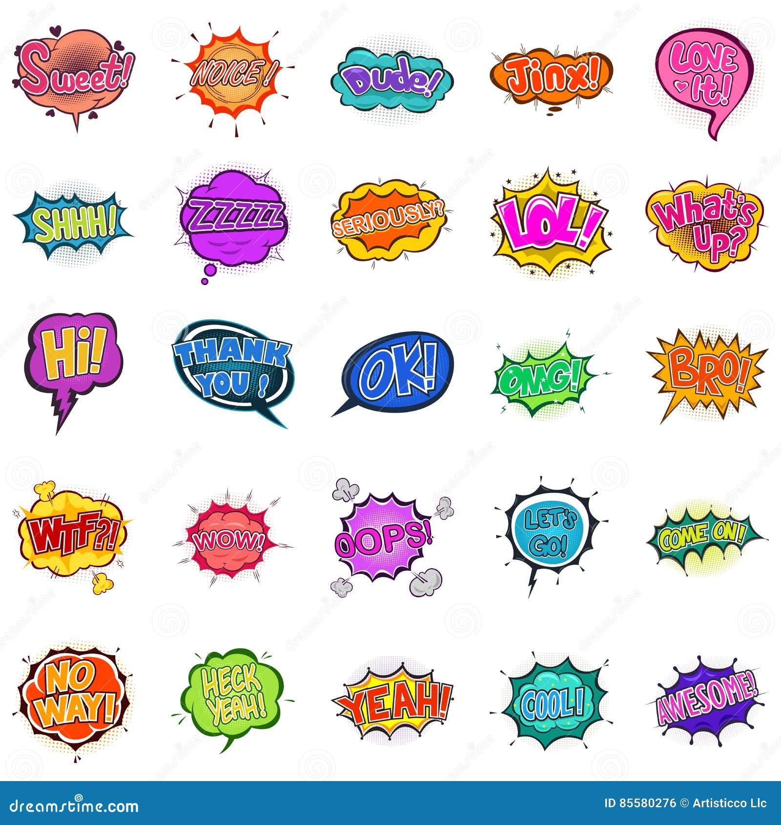 Comic Expressions Speech Bubbles Stock Vector - Illustration of element ...