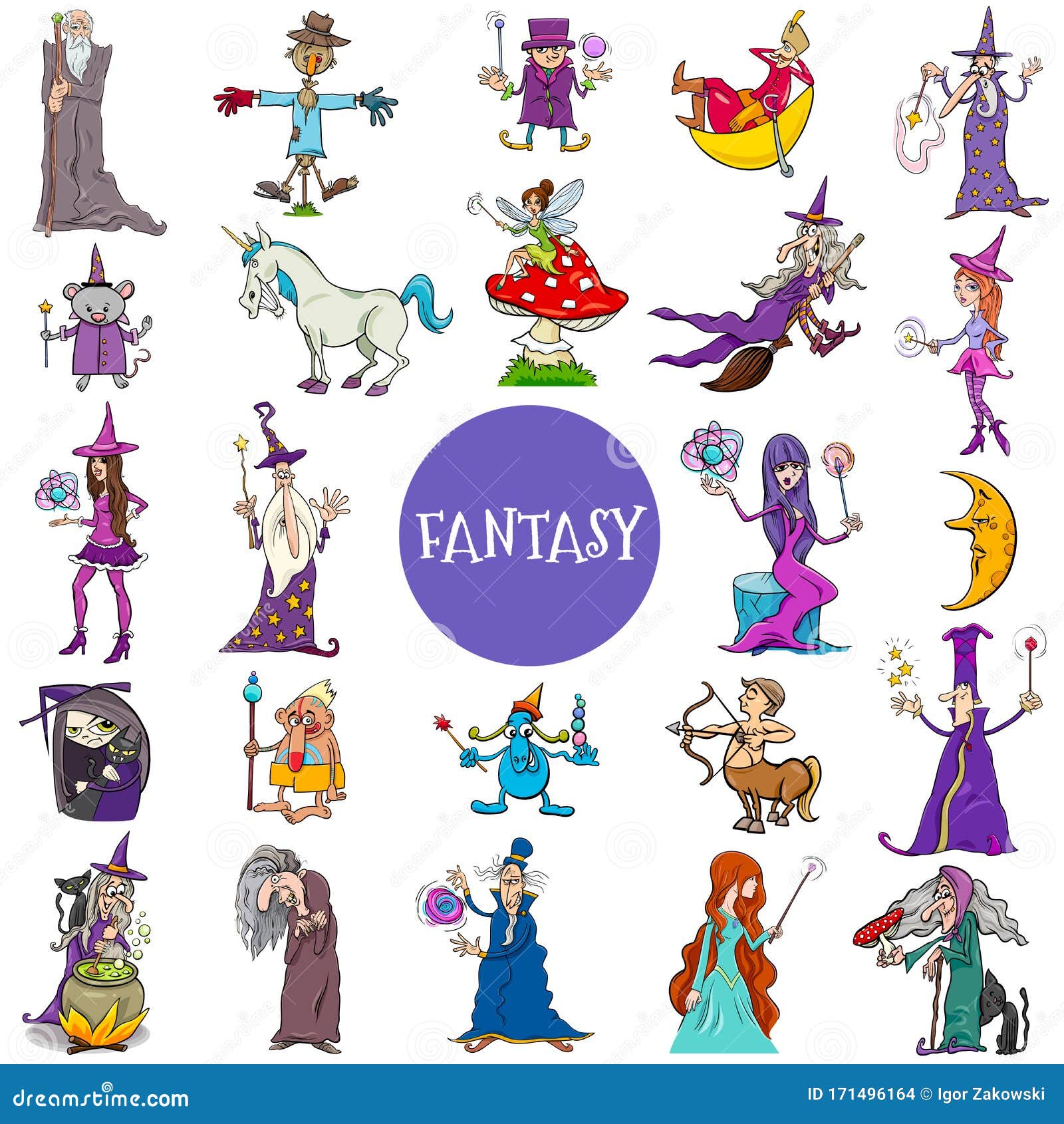 Fantasy Characters For Coloring Cartoon Vector | CartoonDealer.com ...