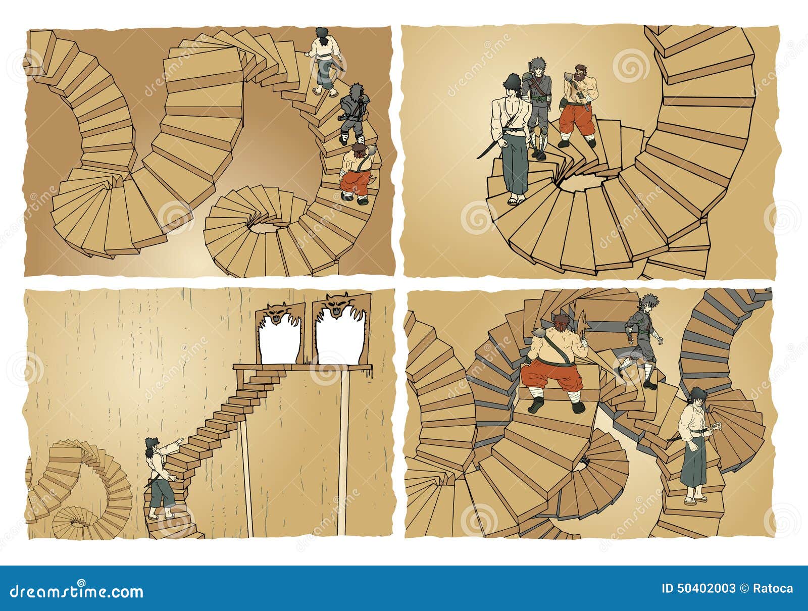 Comic fantasy scenes stock vector. Illustration of capture - 50402003