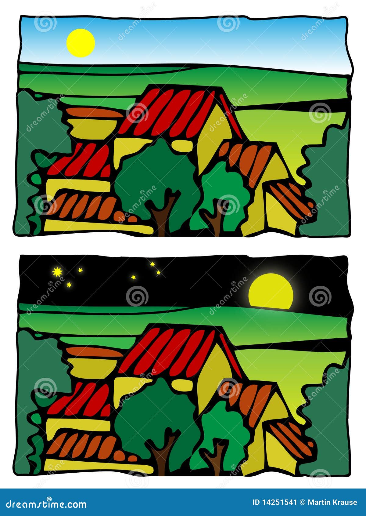 Comic Farm Scene Vector Illustration Stock Vector - Illustration of ...