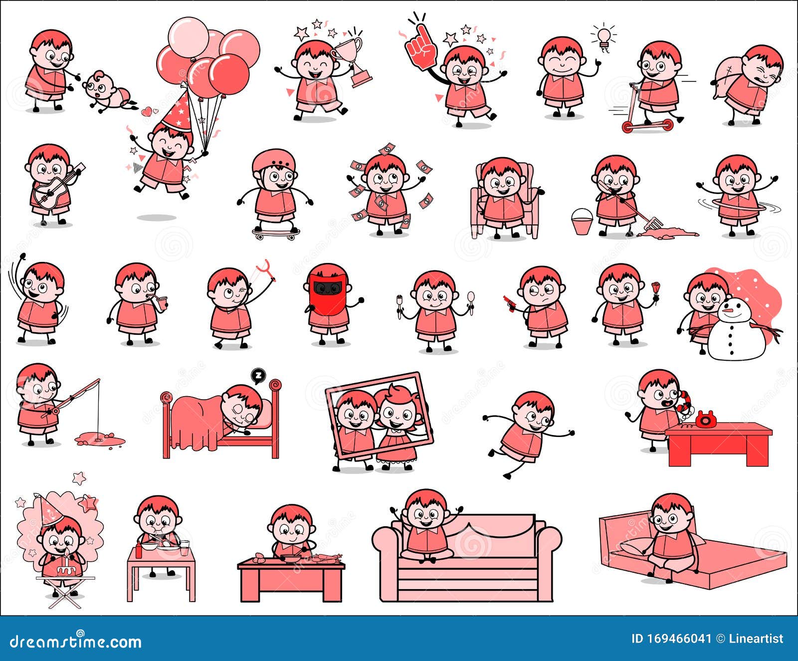 Comic Fat Boy - Set Of Vintage Concepts Vector Illustrations ...