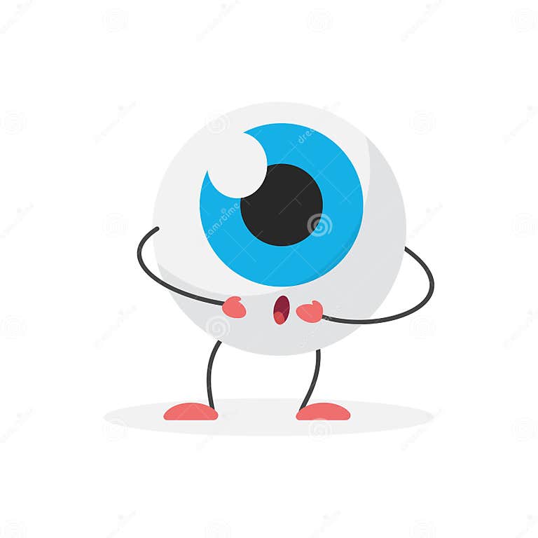 Comic Funny Eyeball Character with Expression of Shock and Surprise ...