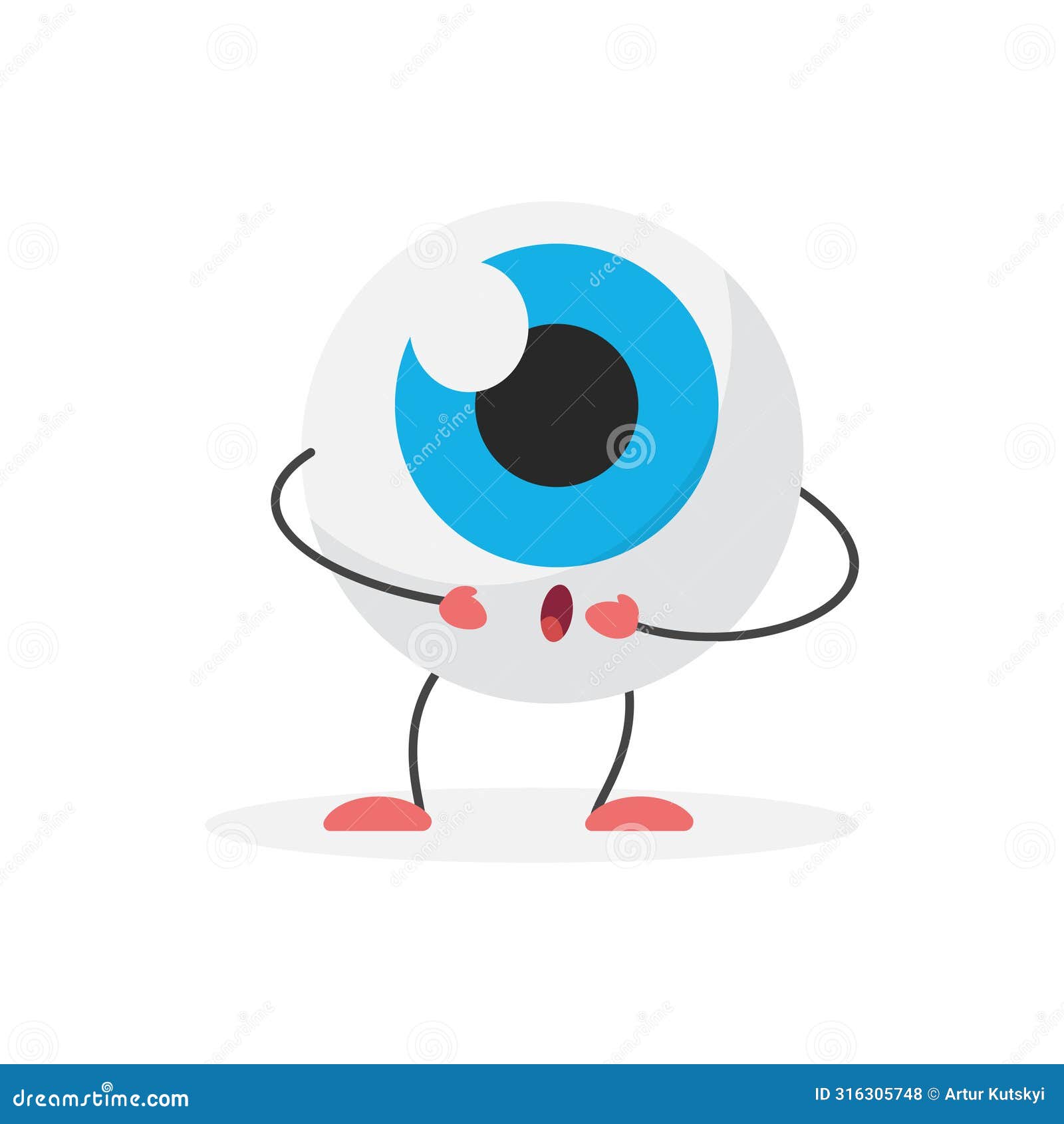 Comic Funny Eyeball Character with Expression of Shock and Surprise ...