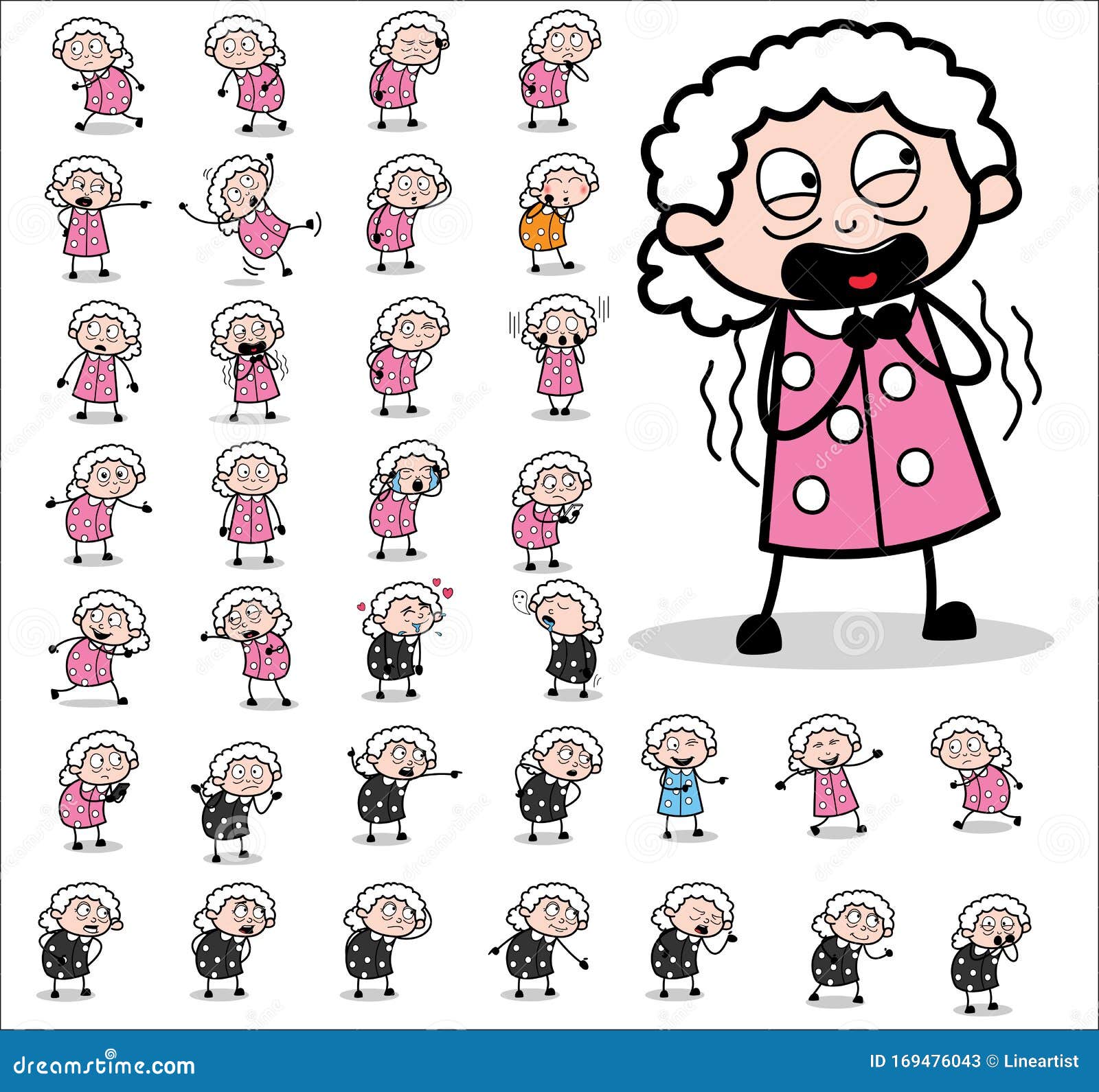 Comic Funny Old Granny Character - Set Of Concepts Vector Illustrations | CartoonDealer.com ...