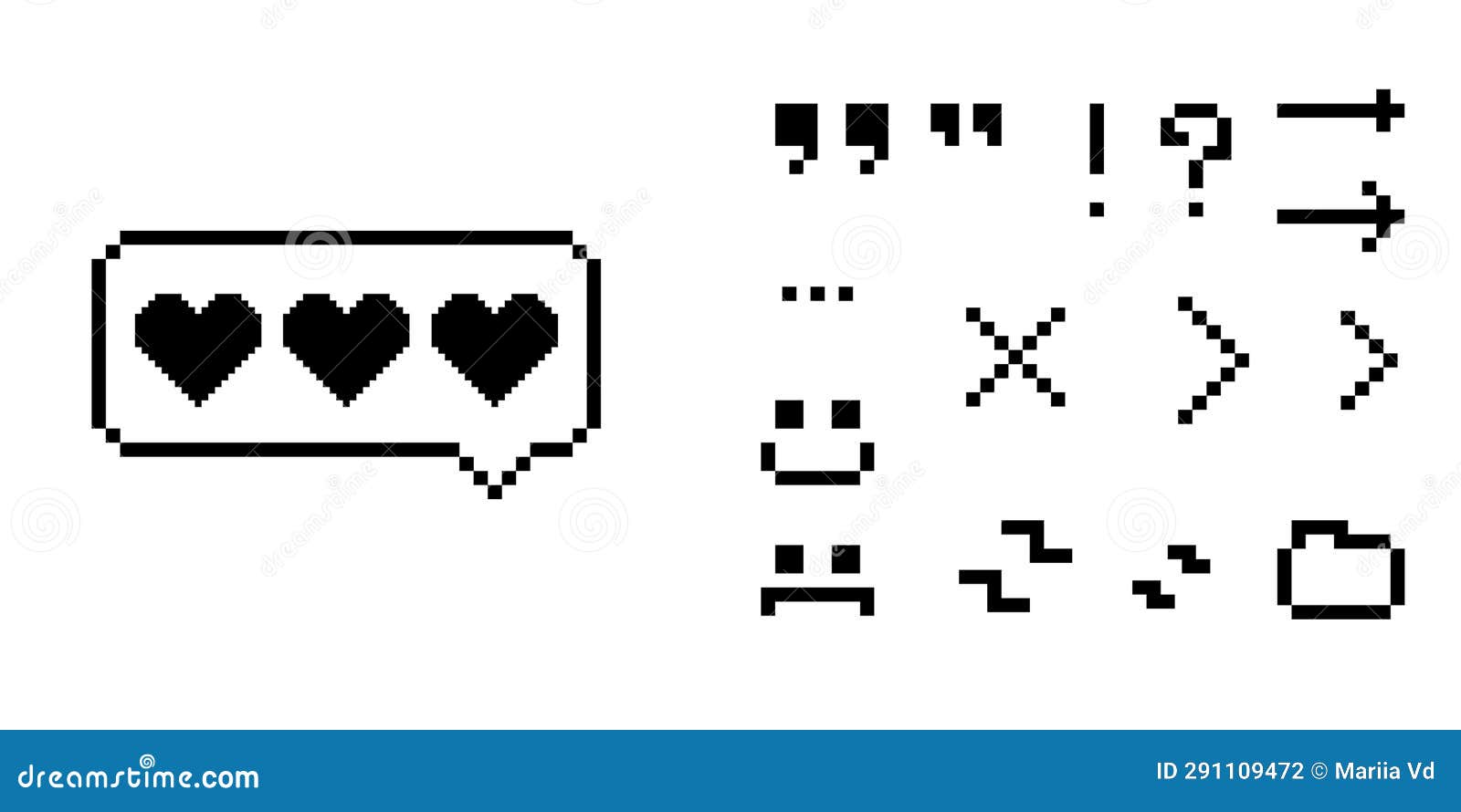 Comic Game Pixel Art Speech Balloon Vector. Dialog Cloud with Heart ...