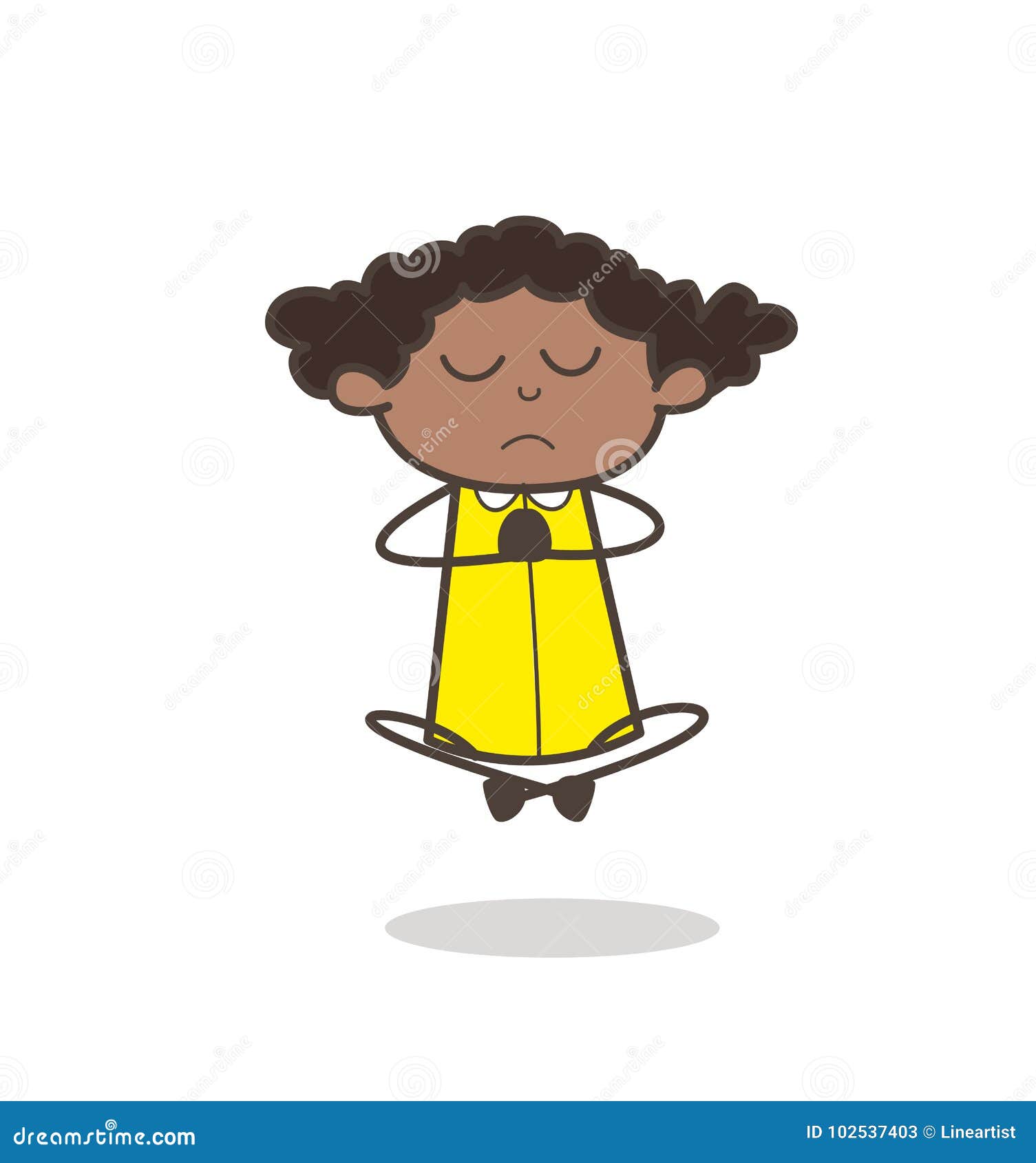 Comic Girl Doing Concentration Vector Stock Illustration - Illustration ...