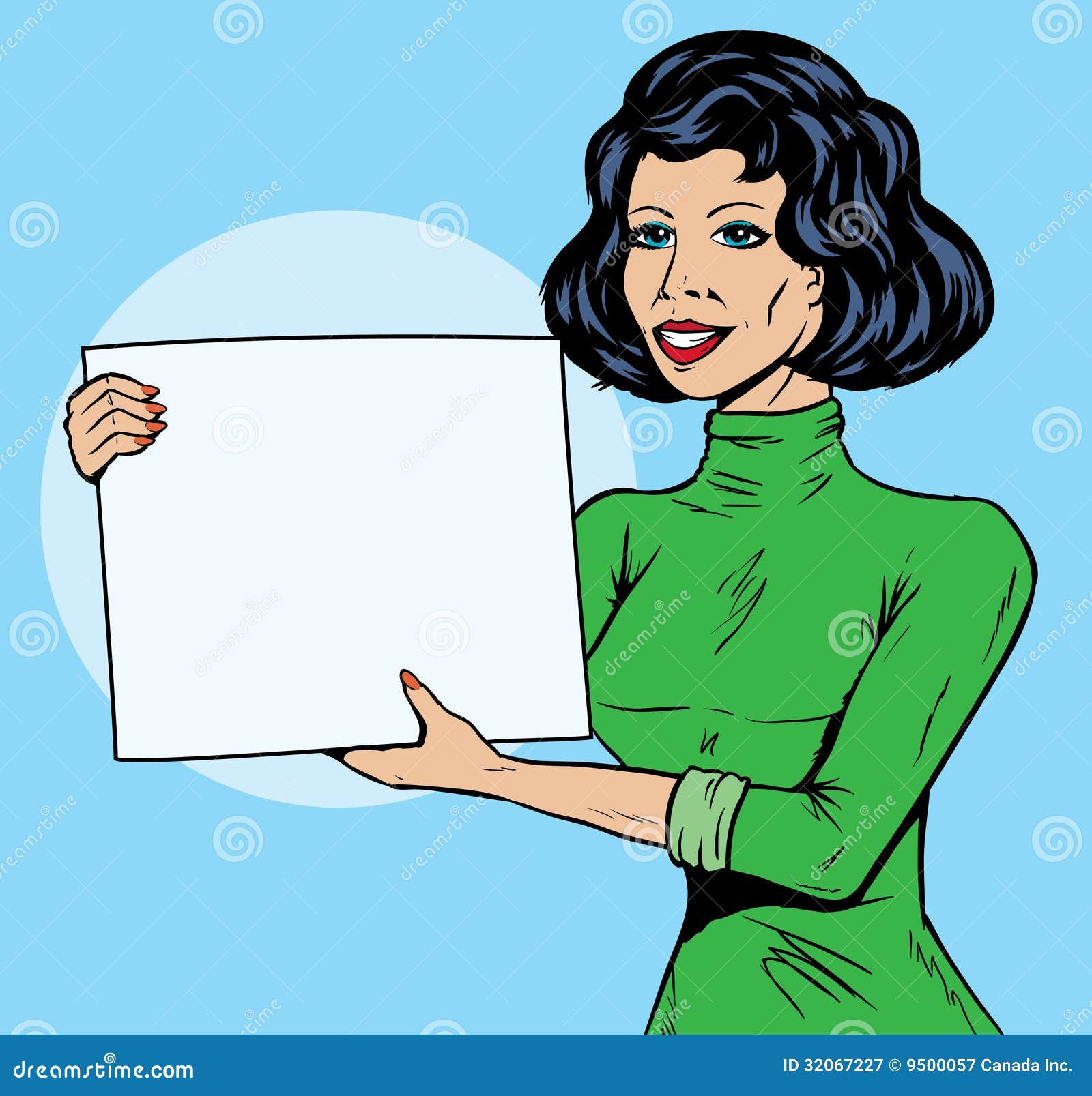 Comic Girl with sign stock vector. Illustration of girl - 32067227