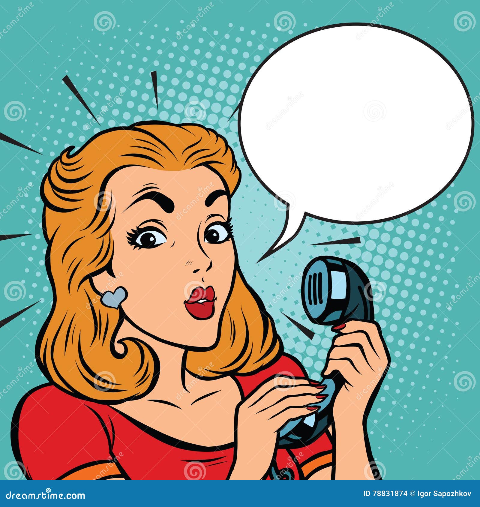 Comic Girl Talking on the Phone Stock Vector - Illustration of casual ...