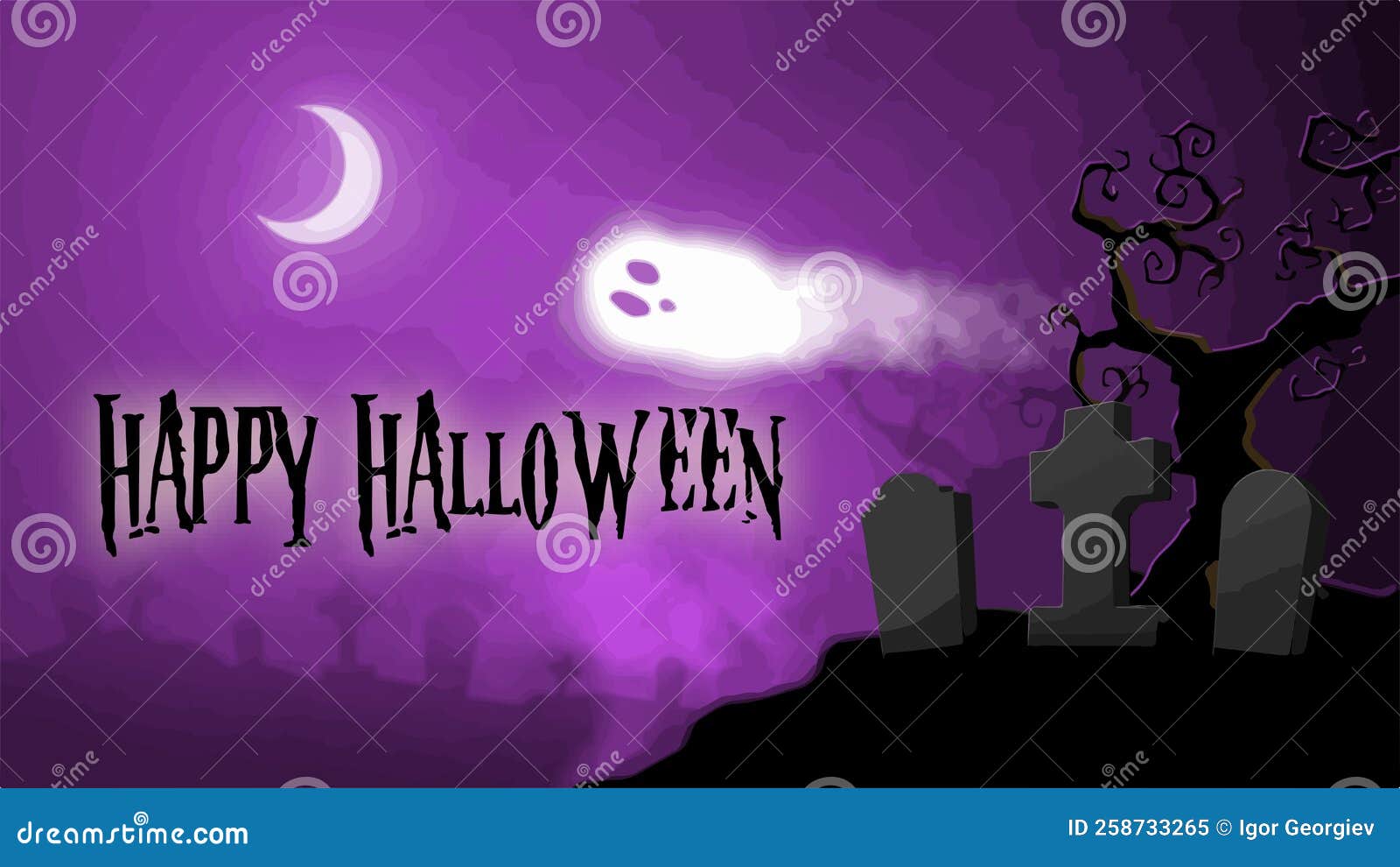Comic Halloween Vector Illustration Poster Template Stock Vector ...