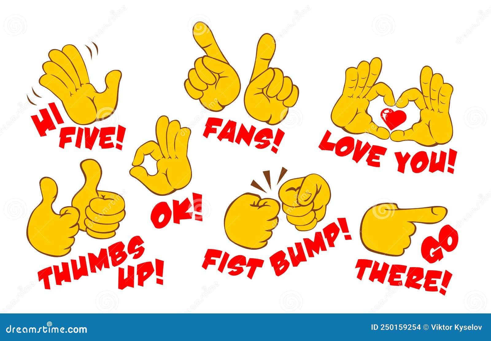 Comic hands gestures stock vector. Illustration of banner - 250159254