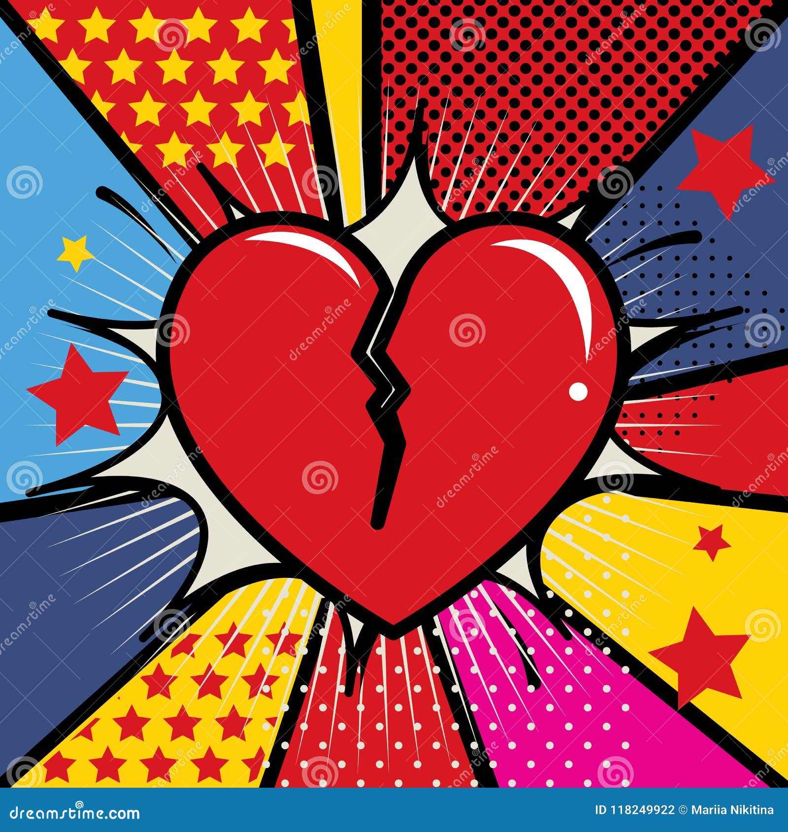 Comic Heart. Love Cartoon Explosion Stock Vector - Illustration of card ...