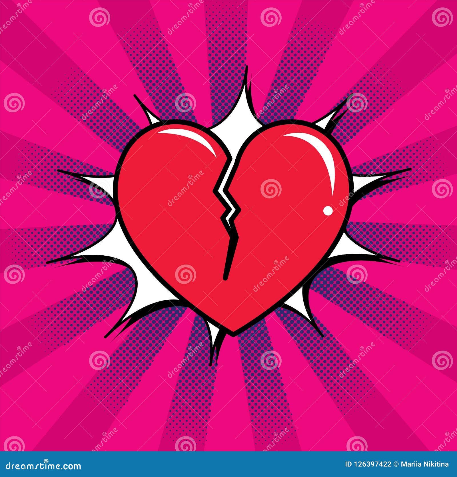 Comic Heart. Love Cartoon Explosion Stock Vector - Illustration of love ...