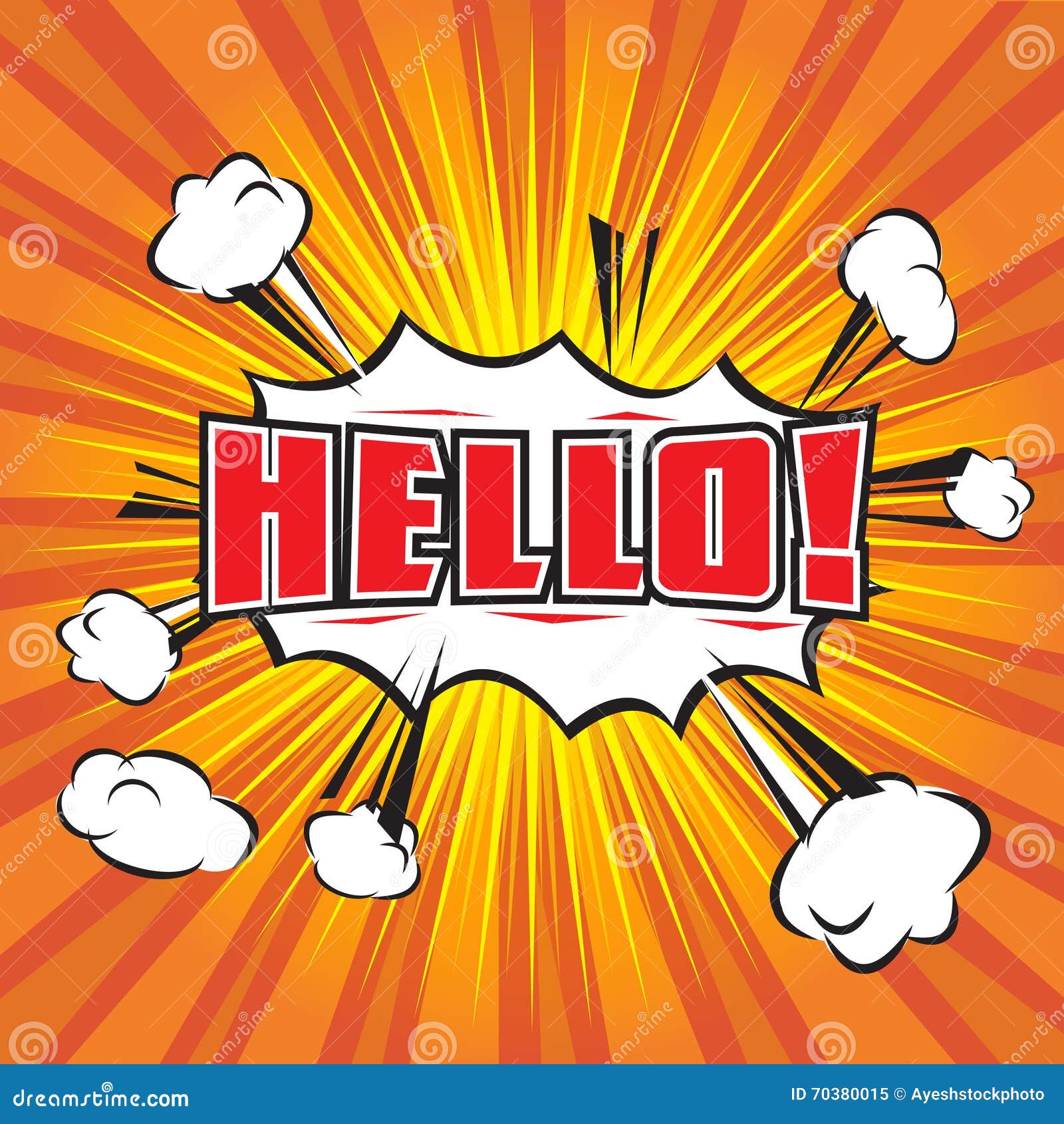 Comic Hello Speech Bubble stock illustration. Illustration of speech ...