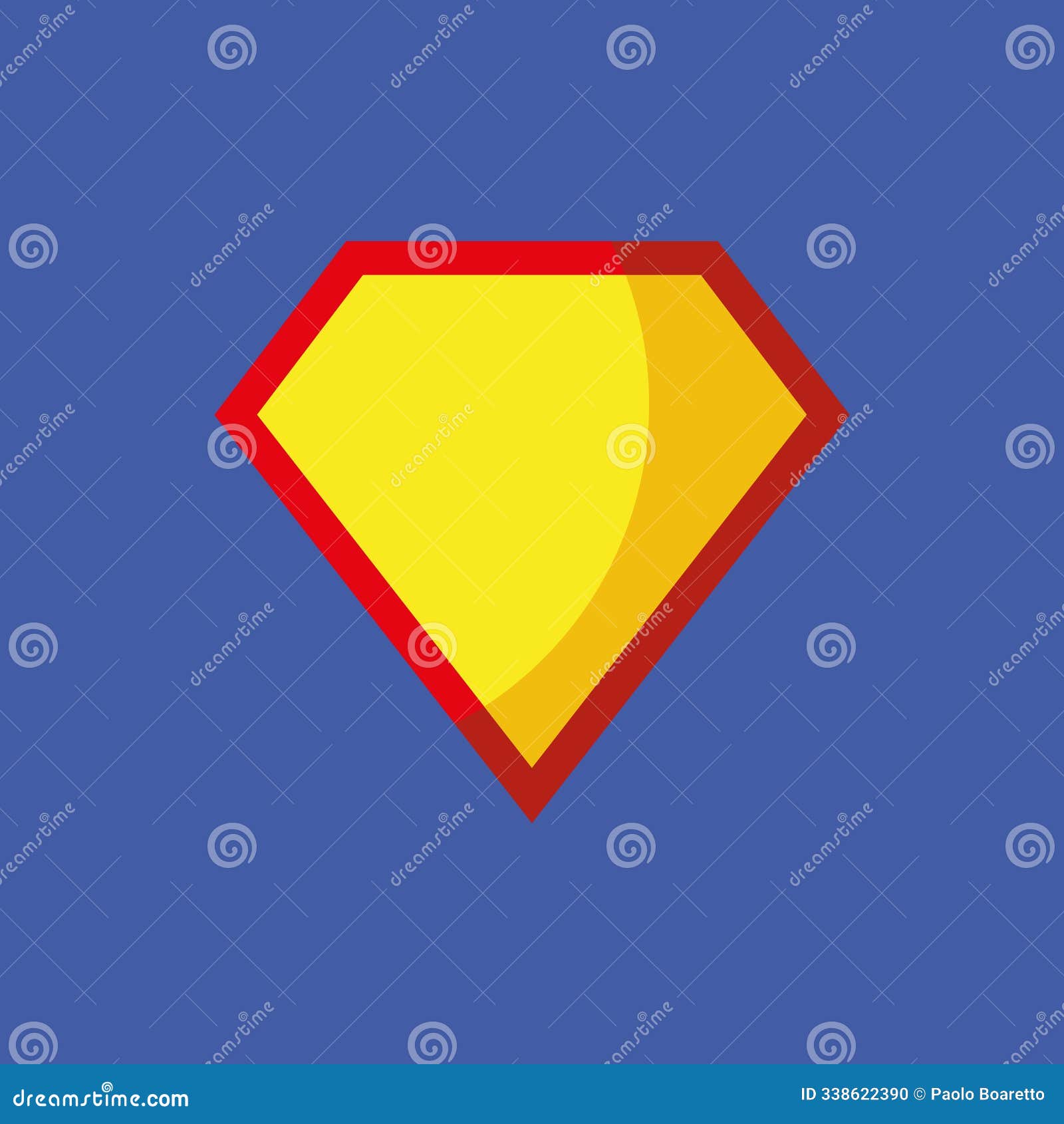 Comic Hero Icon, Symbol Shield. Isolated Vector on Blue Background ...