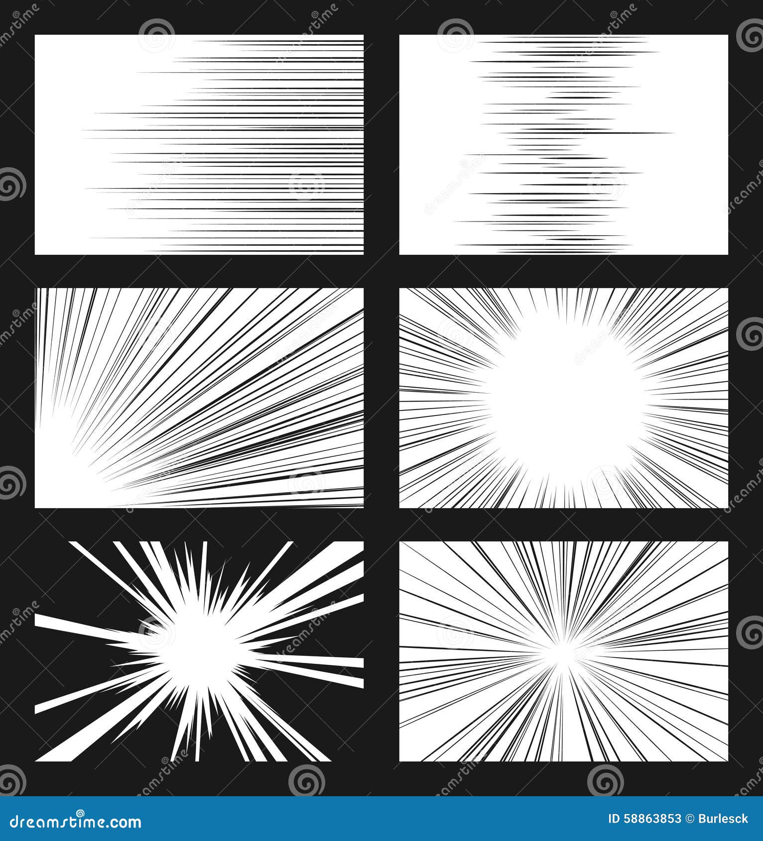 Comic Horizontal and Radial Speed Lines Vector Set Stock Vector ...