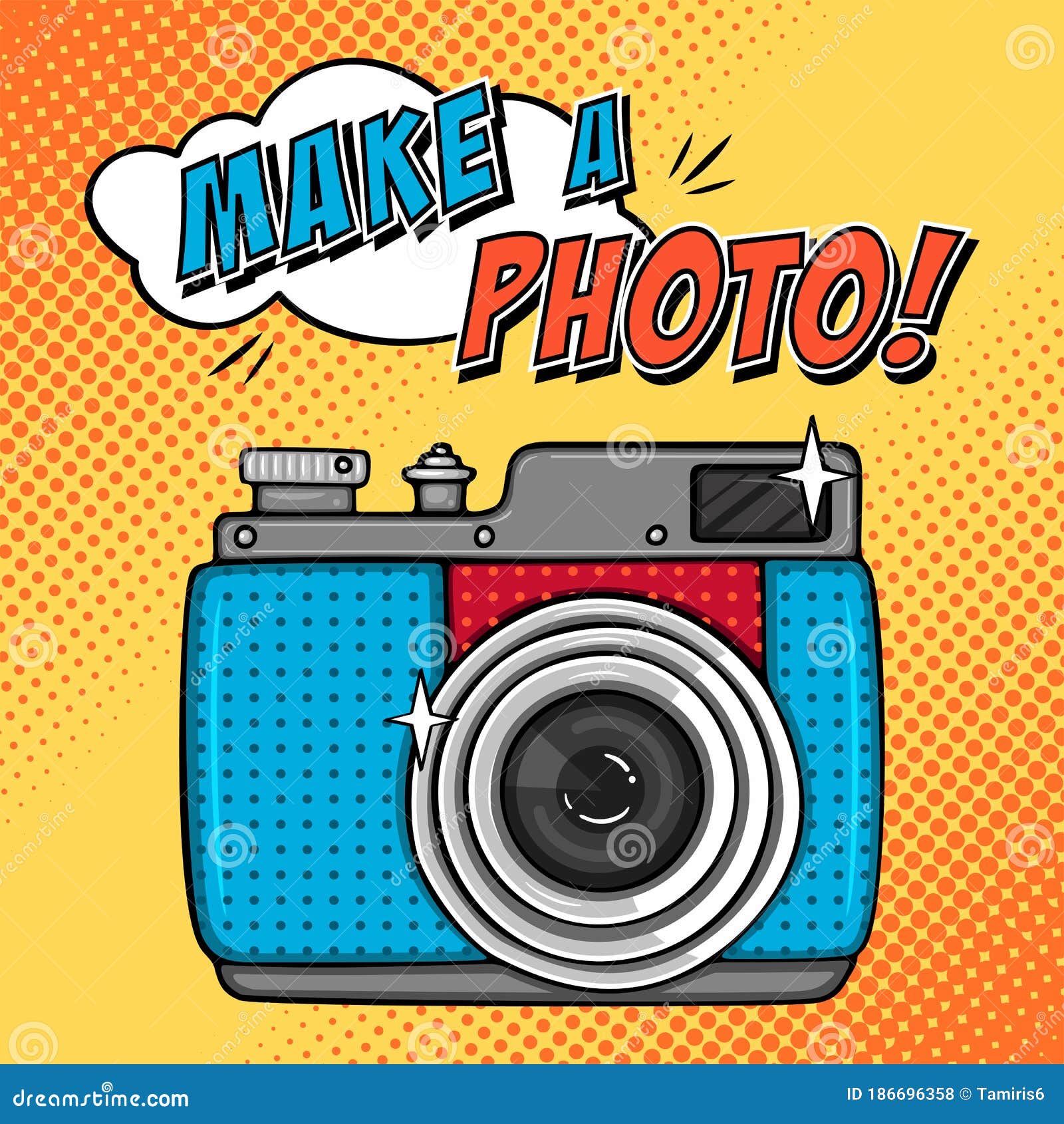Comic Illustration with Photo Camera in Pop Art Style Stock Vector ...