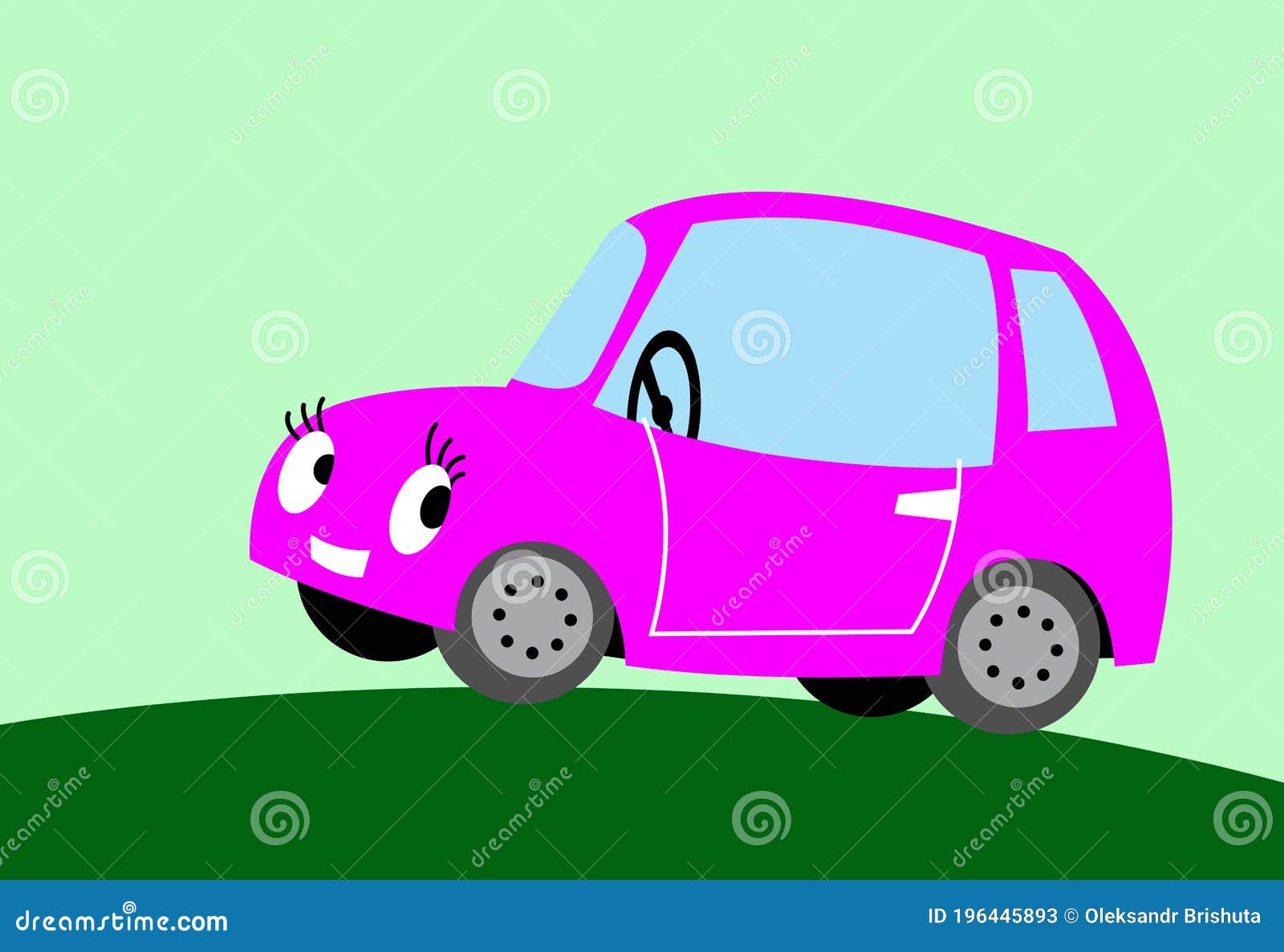 Comic Image of a Cute Pink Car. Vector Image. Stock Vector ...