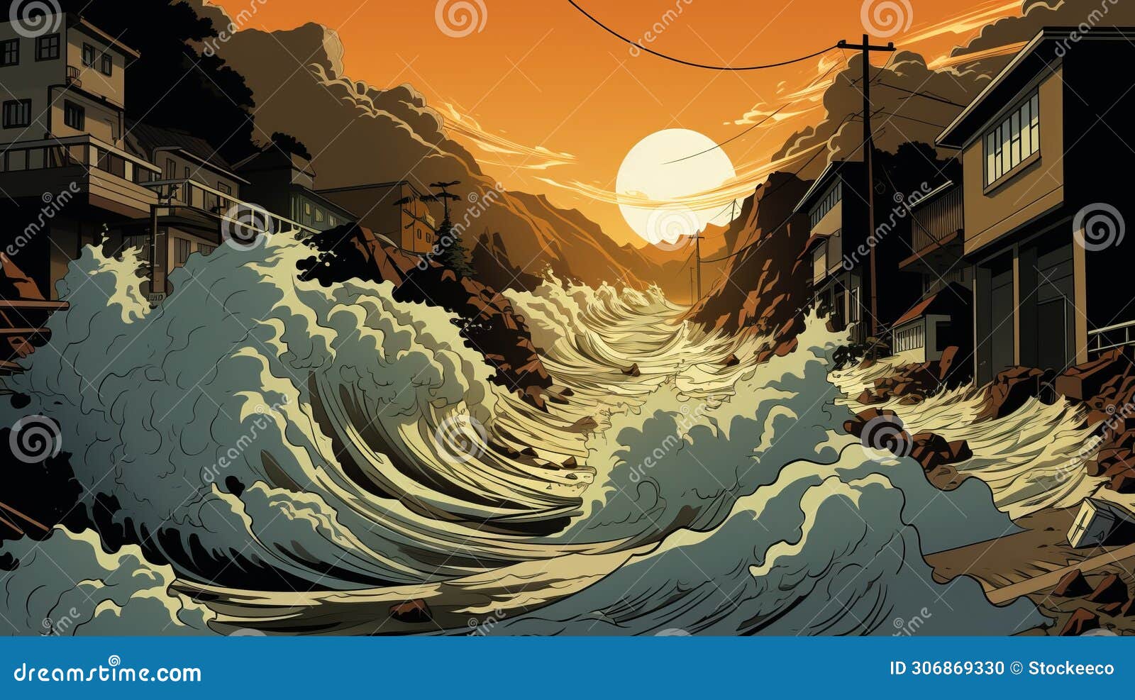 Comic Image: Flash Flood stock illustration. Illustration of design ...
