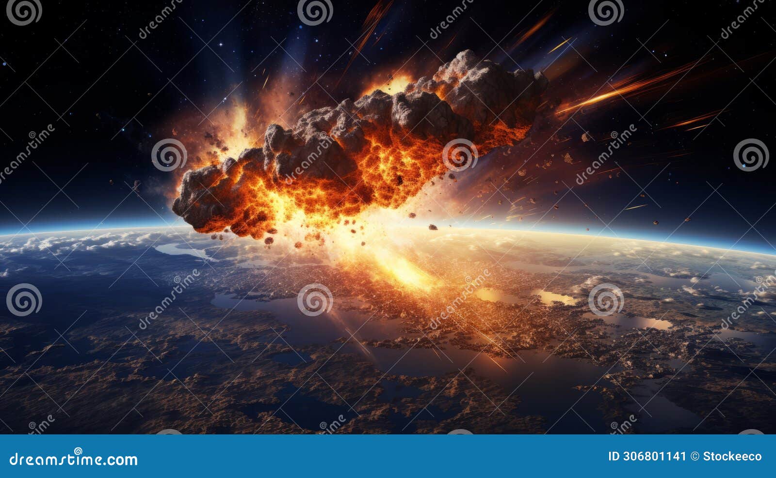 Comic Image of Meteorite Impact Stock Illustration - Illustration of ...