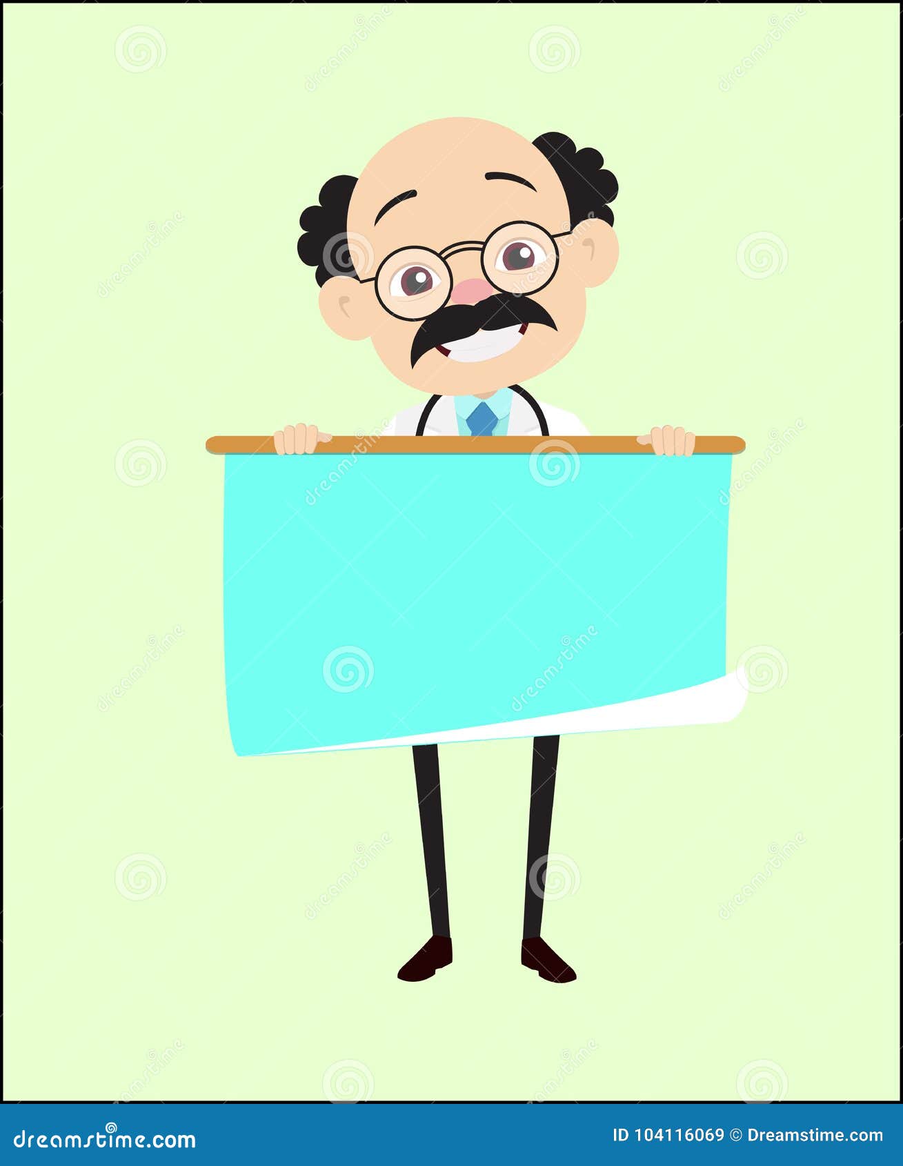 Comic Joyful Doctor Presenting Scroll Banner Vector Stock Illustration ...