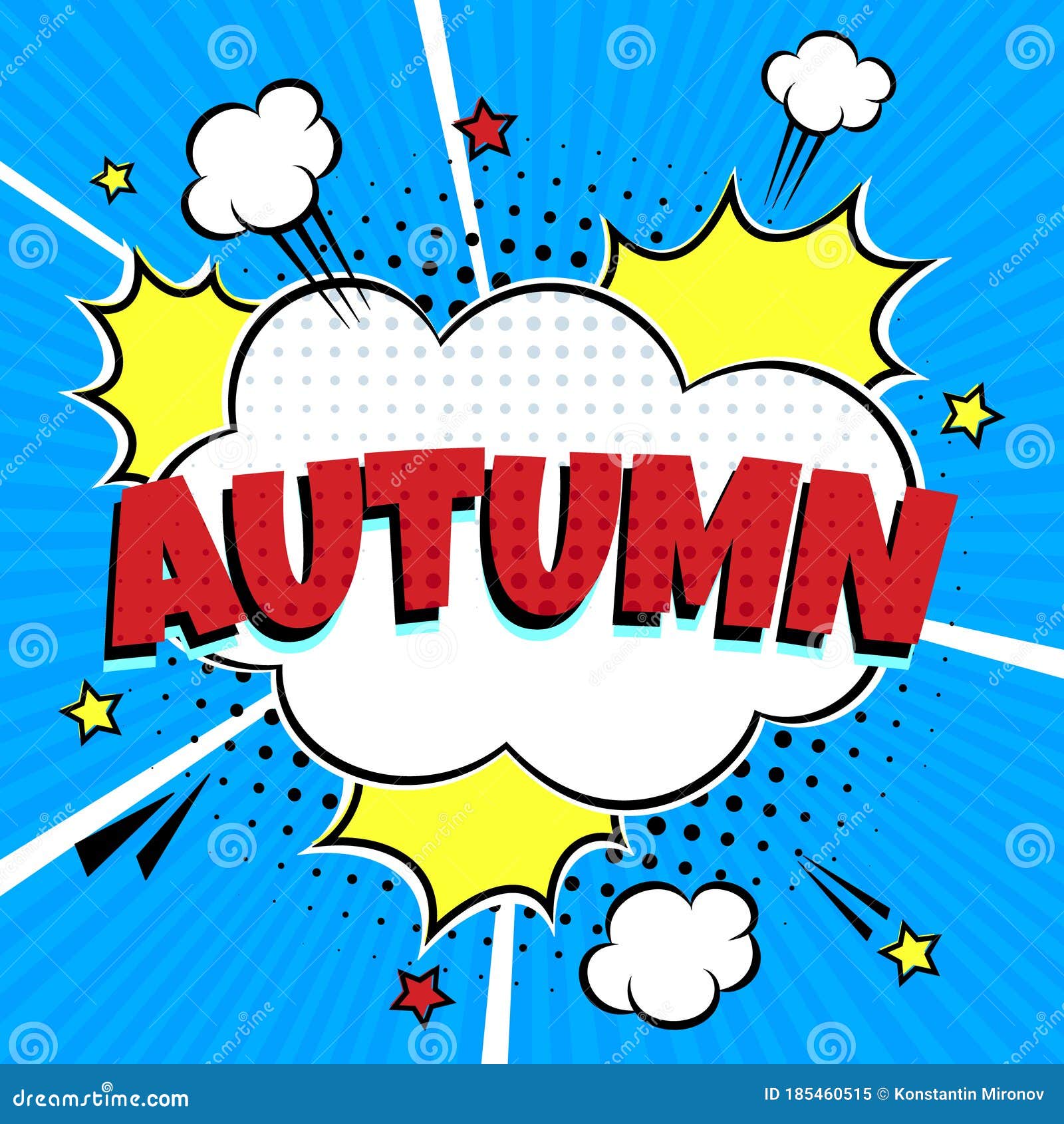 Comic Lettering Autumn in the Speech Bubbles Comic Style Flat Design ...