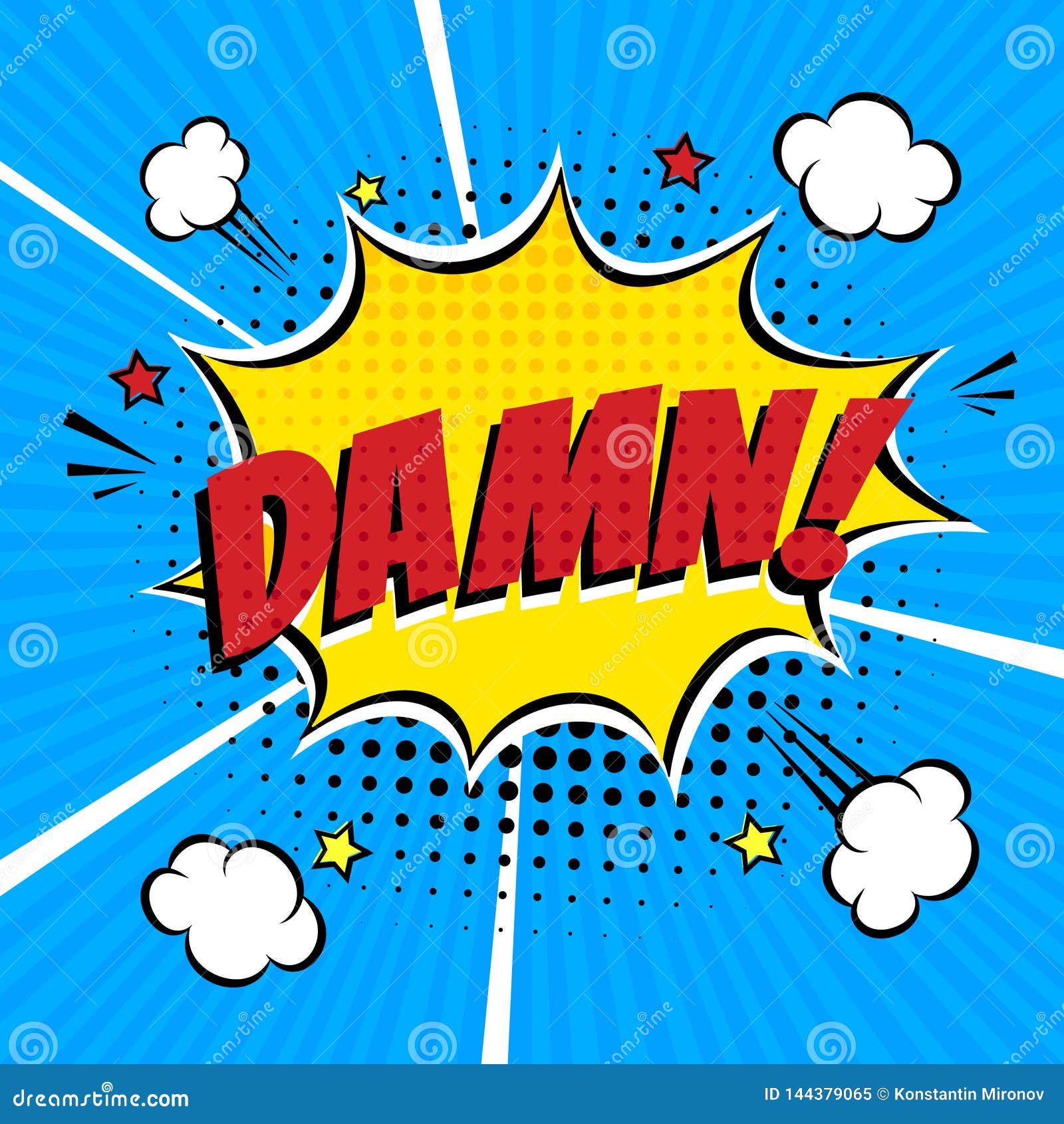 Comic Lettering DAMN! in the Speech Bubble Comic Style Flat Design ...