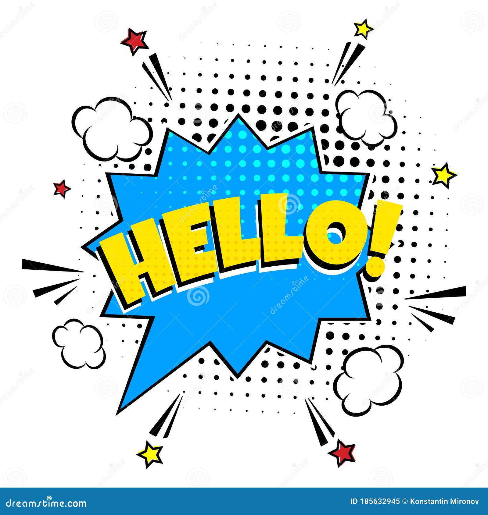 Comic Lettering Speech Bubble for Emotion with Text HELLO! Comic Style ...