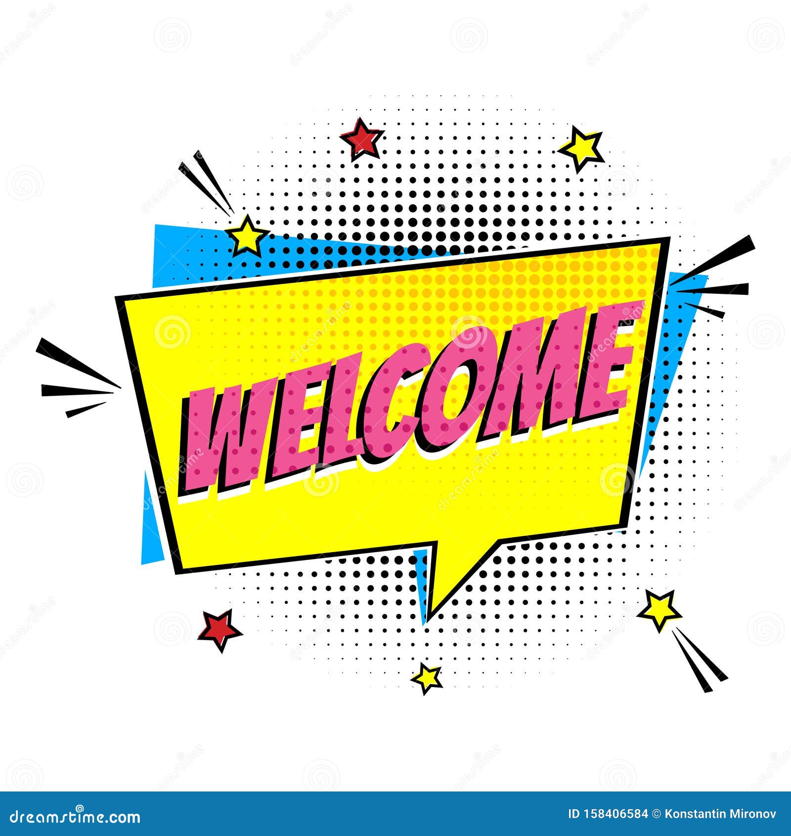 Comic Lettering Speech Bubble for Emotion with Text Welcome Comic Style ...