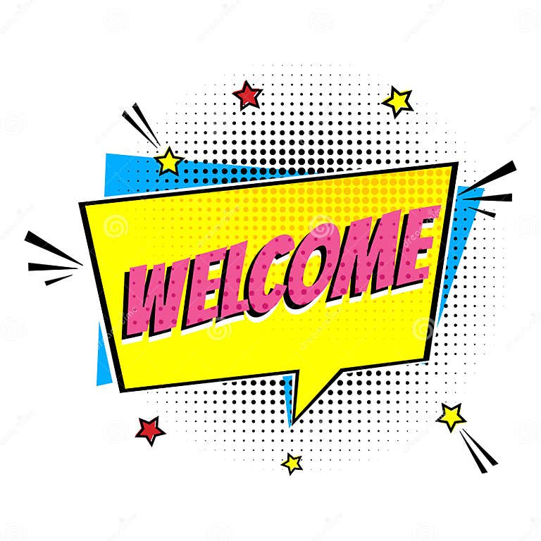 Comic Lettering Speech Bubble for Emotion with Text Welcome Comic Style ...