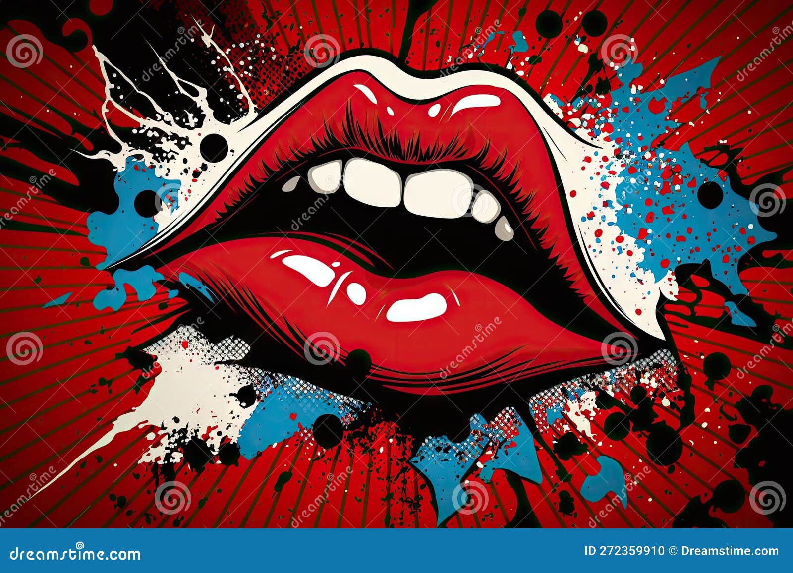 Comic Lips In Pop Art Retro Style. Open Mouth In Cartoon Design | CartoonDealer.com #221859047