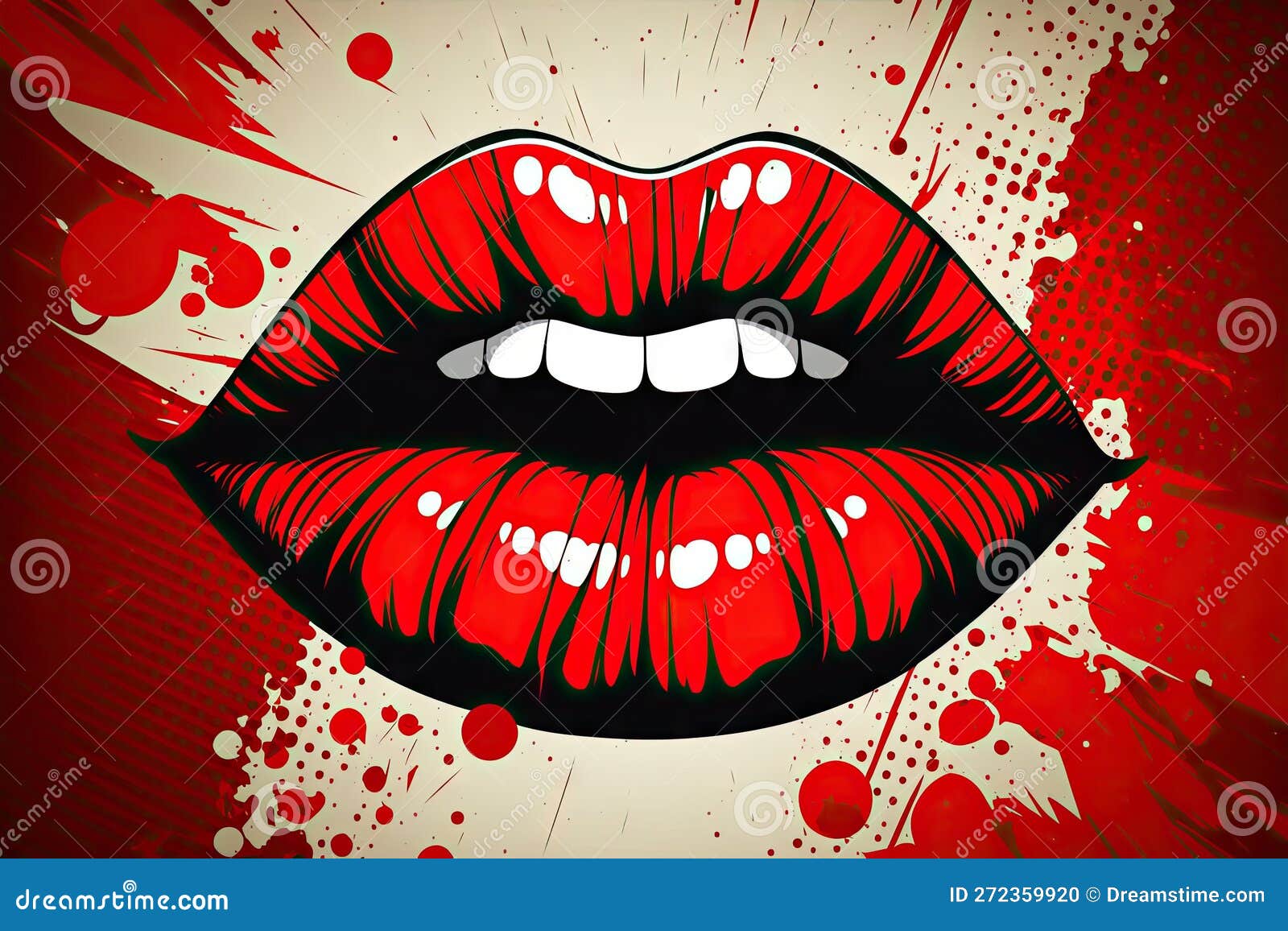 Comic Lips In Pop Art Retro Style. Open Mouth In Cartoon Design ...