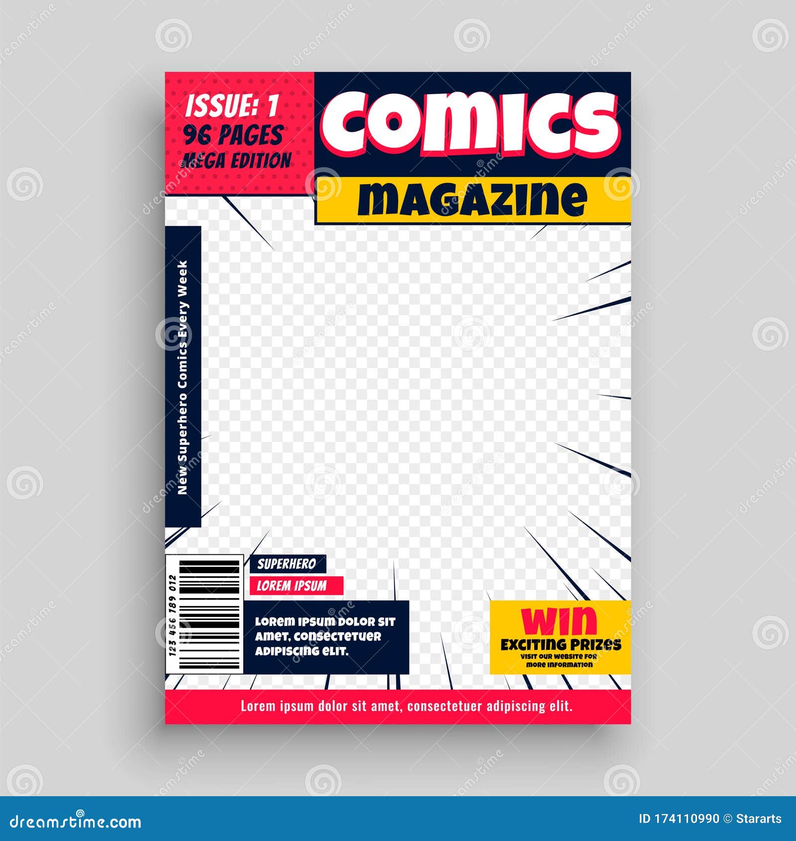 Comic Magazine Book Front Page Template Design Stock Vector ...