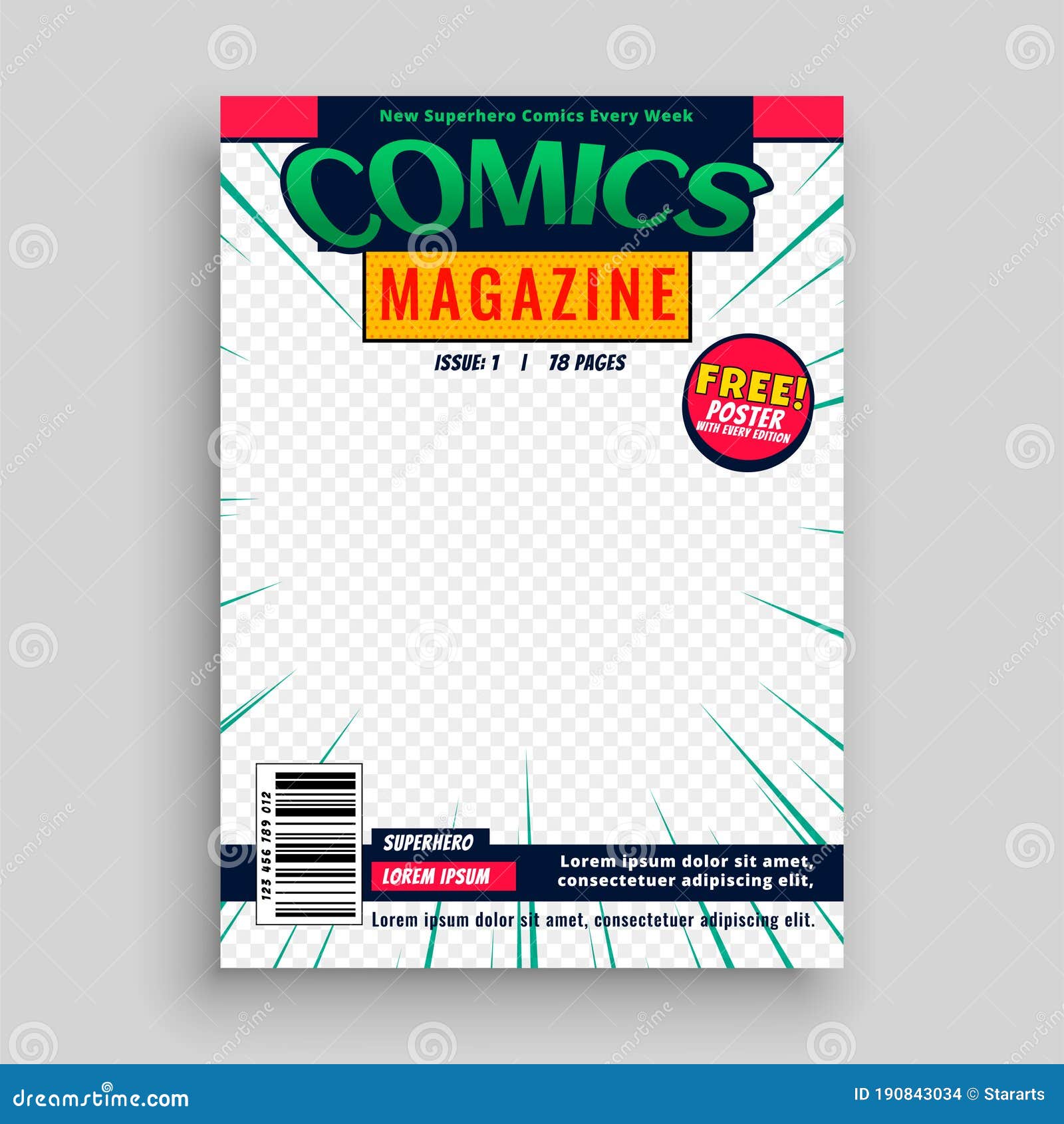 Comic Magazine Book Front Page Template Design Stock Vector ...