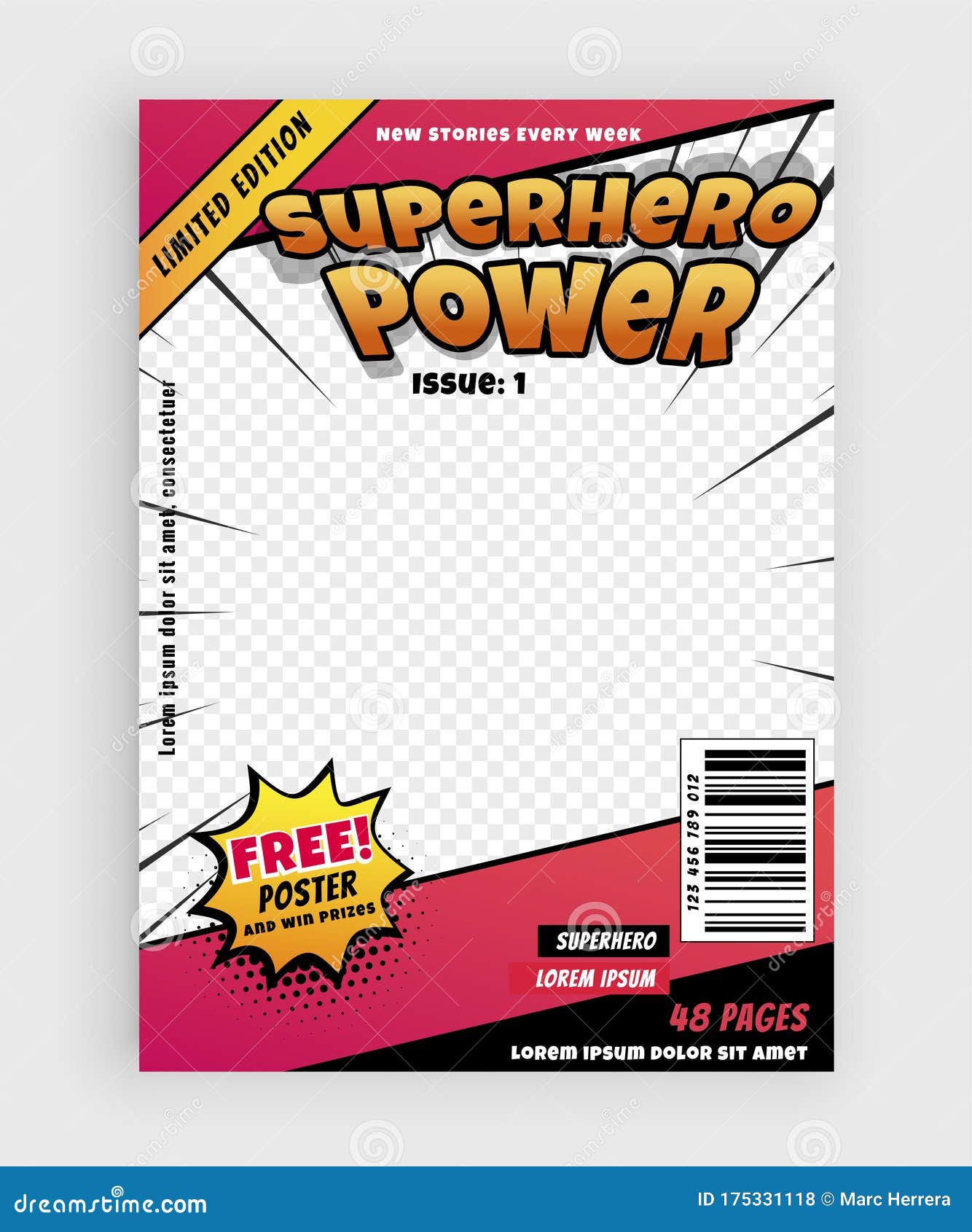 Comic Magazine Book Cover Page Template Design Cartoon Vector ...