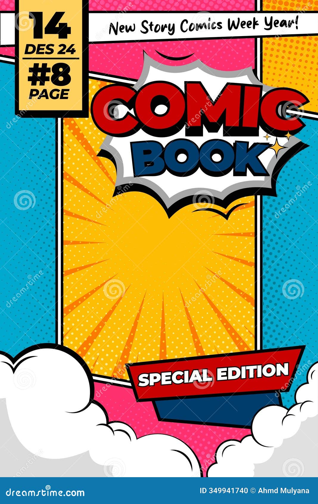 Comic Template Style Book Magazine Pop Art Colorfull Stock Illustration ...