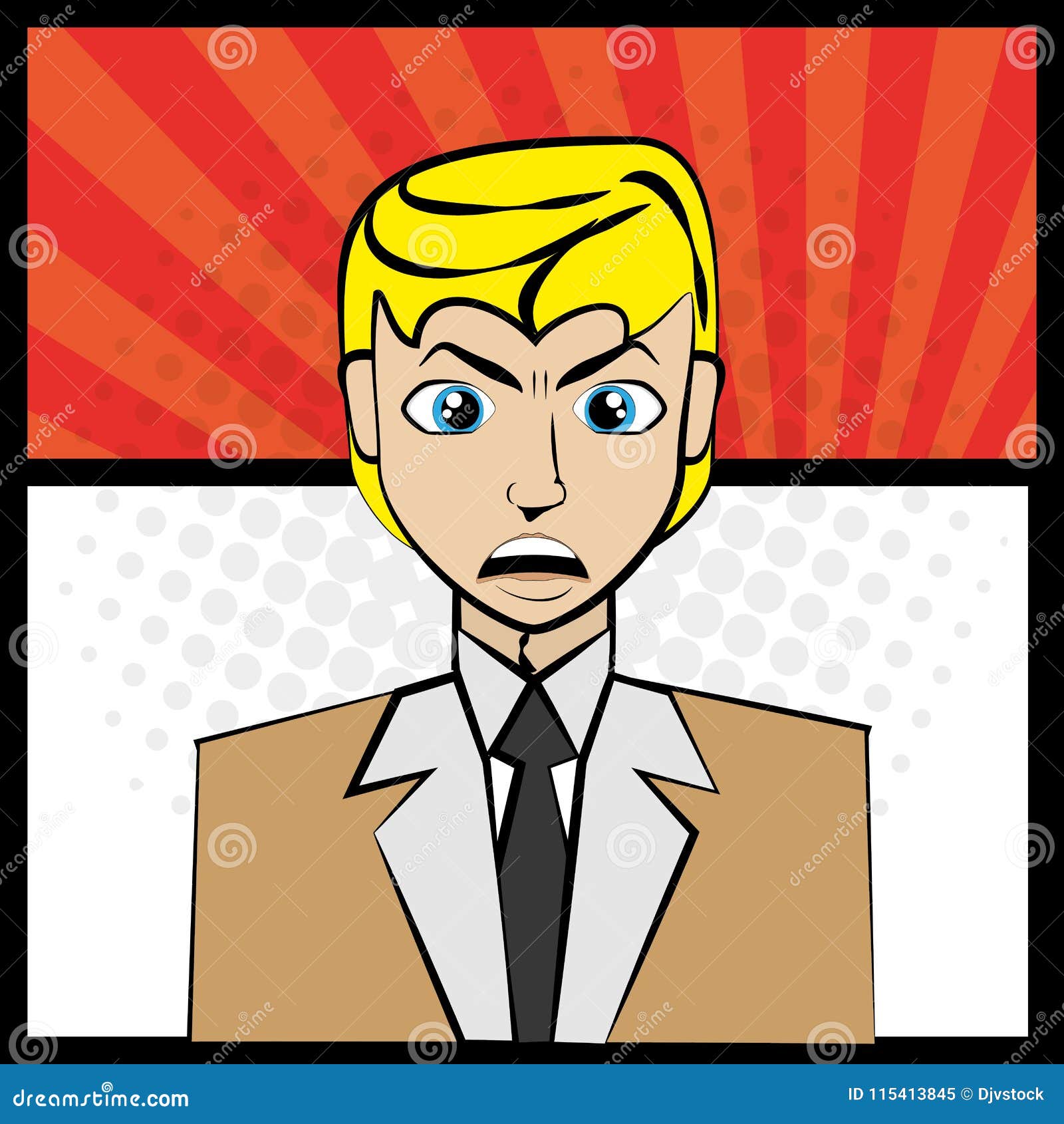 Comic man angry pop art stock vector. Illustration of fight - 115413845