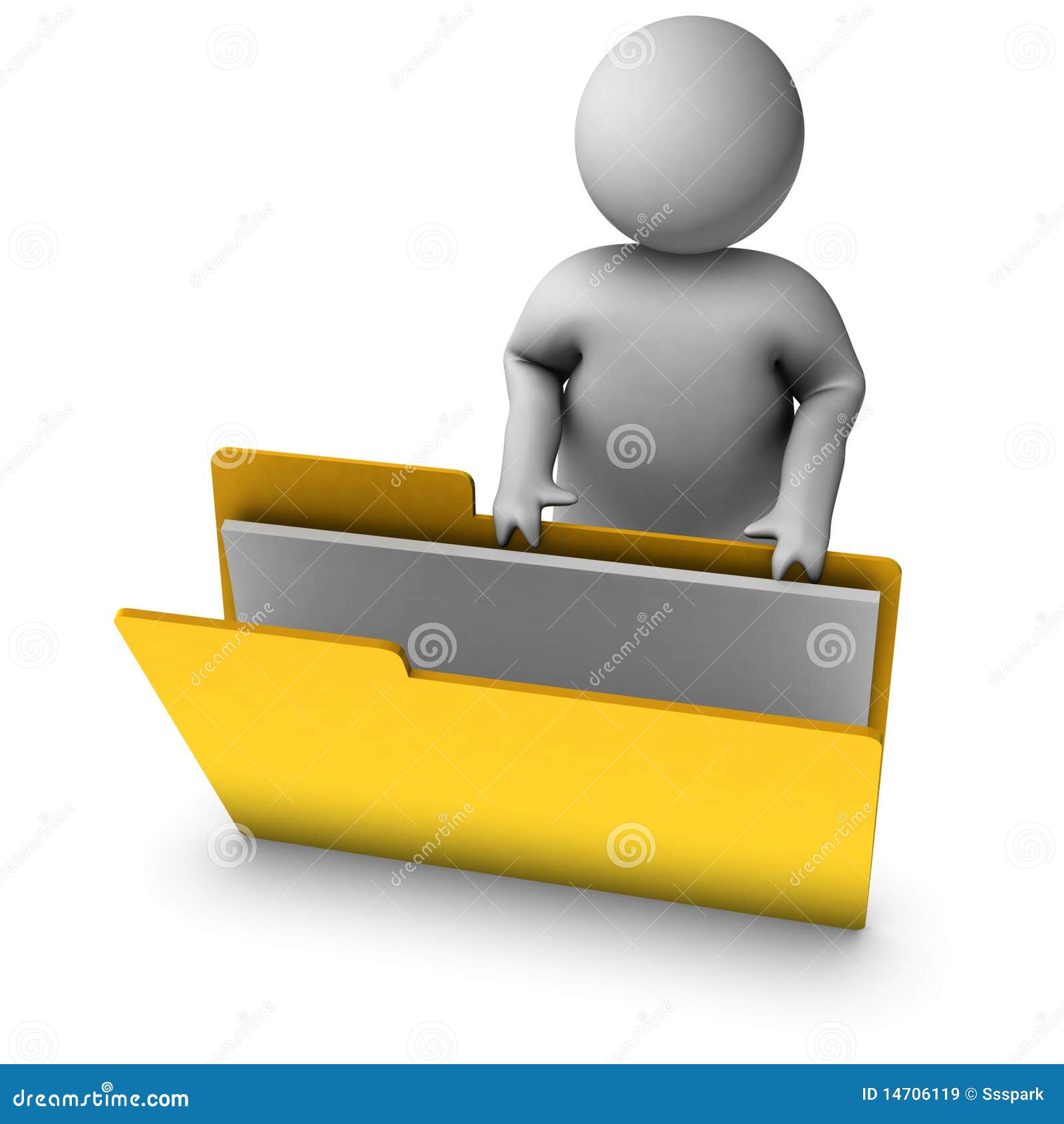 Comic man with folder stock illustration. Illustration of offer - 14706119