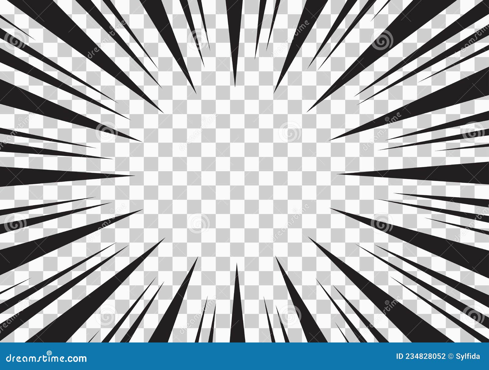 Comic Manga Effect Transparent Vector Background, Speed Radial Line ...