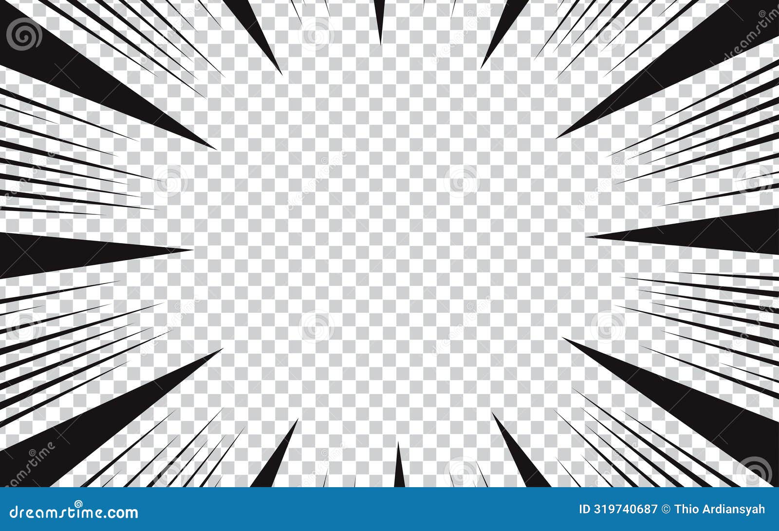Comic Manga Transparent Background with Radial Lines Frame Speed Action ...