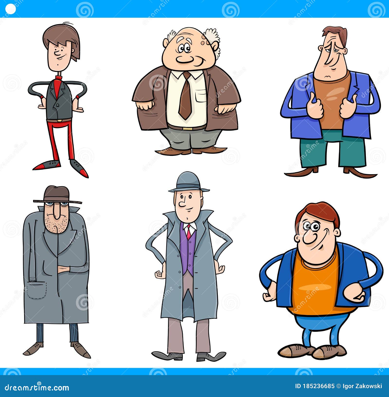 Comic Men Characters Set Cartoon Illustration Stock Vector ...