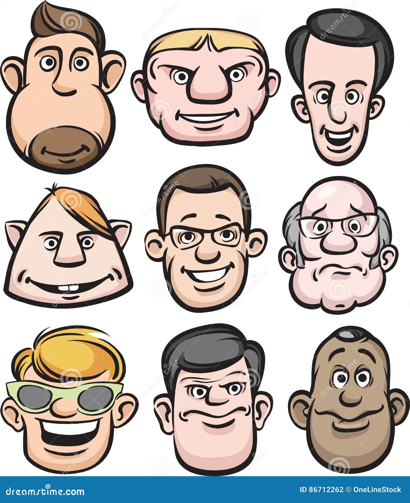 Comic men faces stock vector. Illustration of file, hair - 86712262