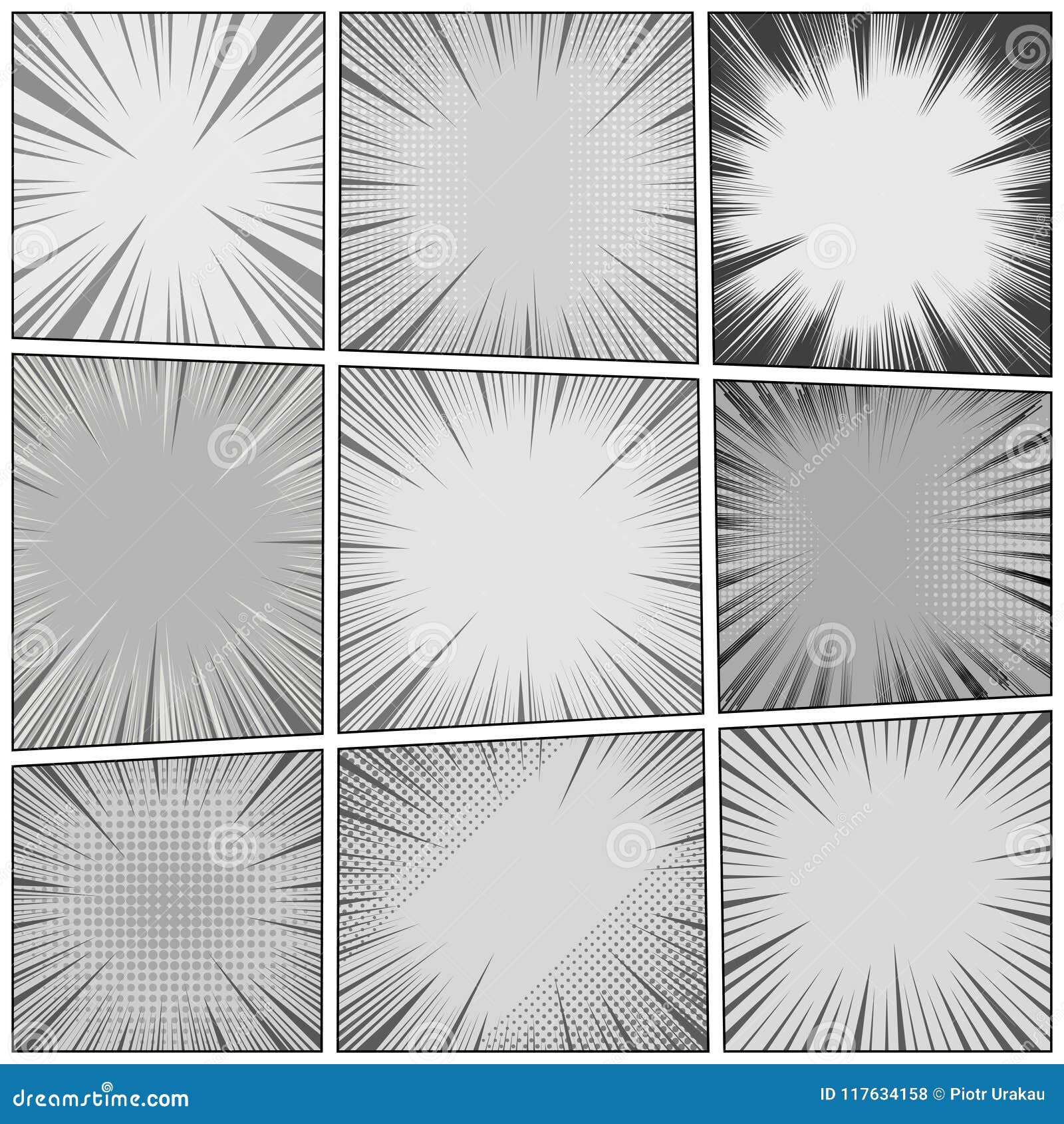 Comic Monochrome Backgrounds Collection Stock Vector - Illustration of ...