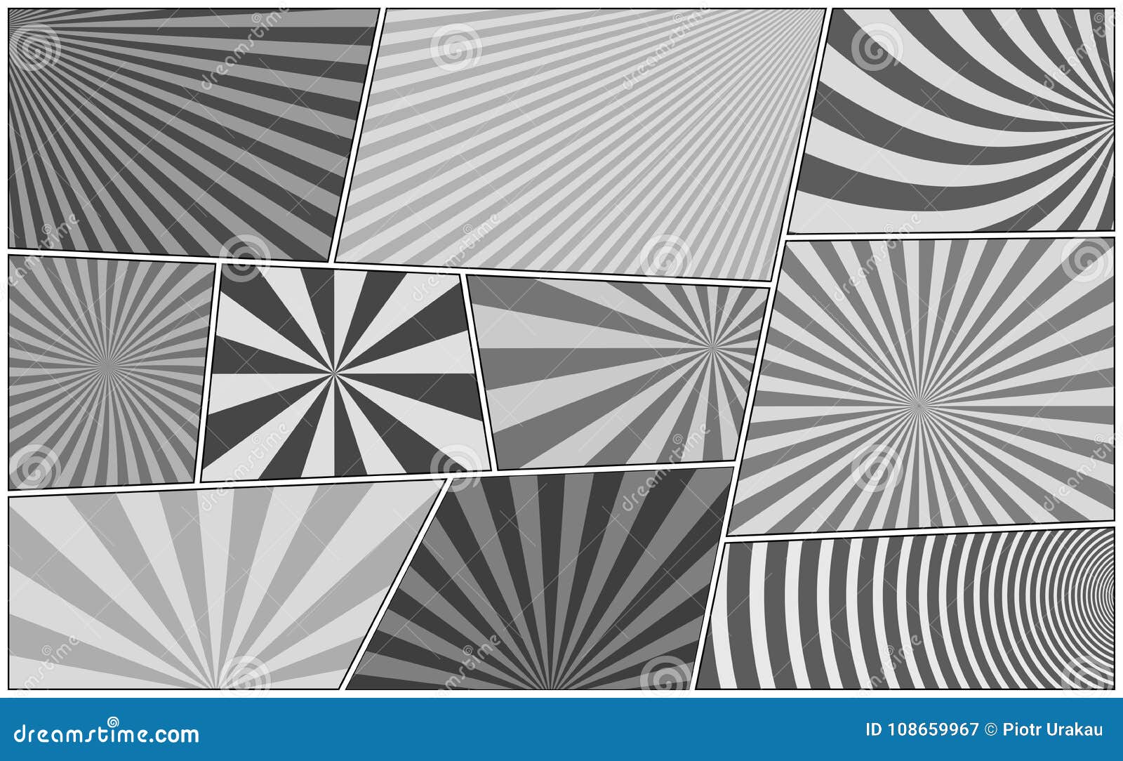 Comic Monochrome Backgrounds Collection Cartoon Vector | CartoonDealer ...