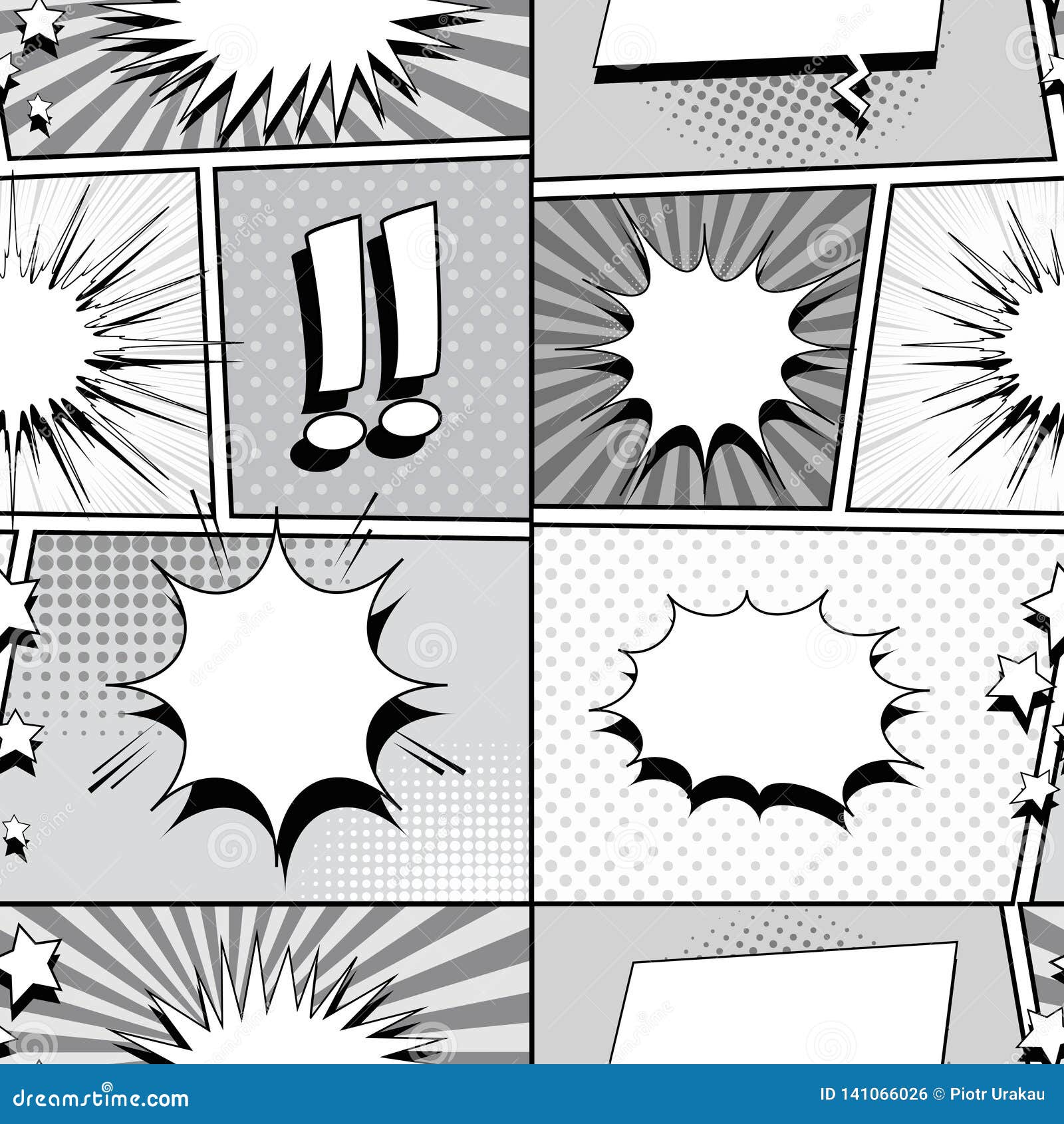 Comic Monochrome Style Seamless Pattern Stock Vector - Illustration of ...